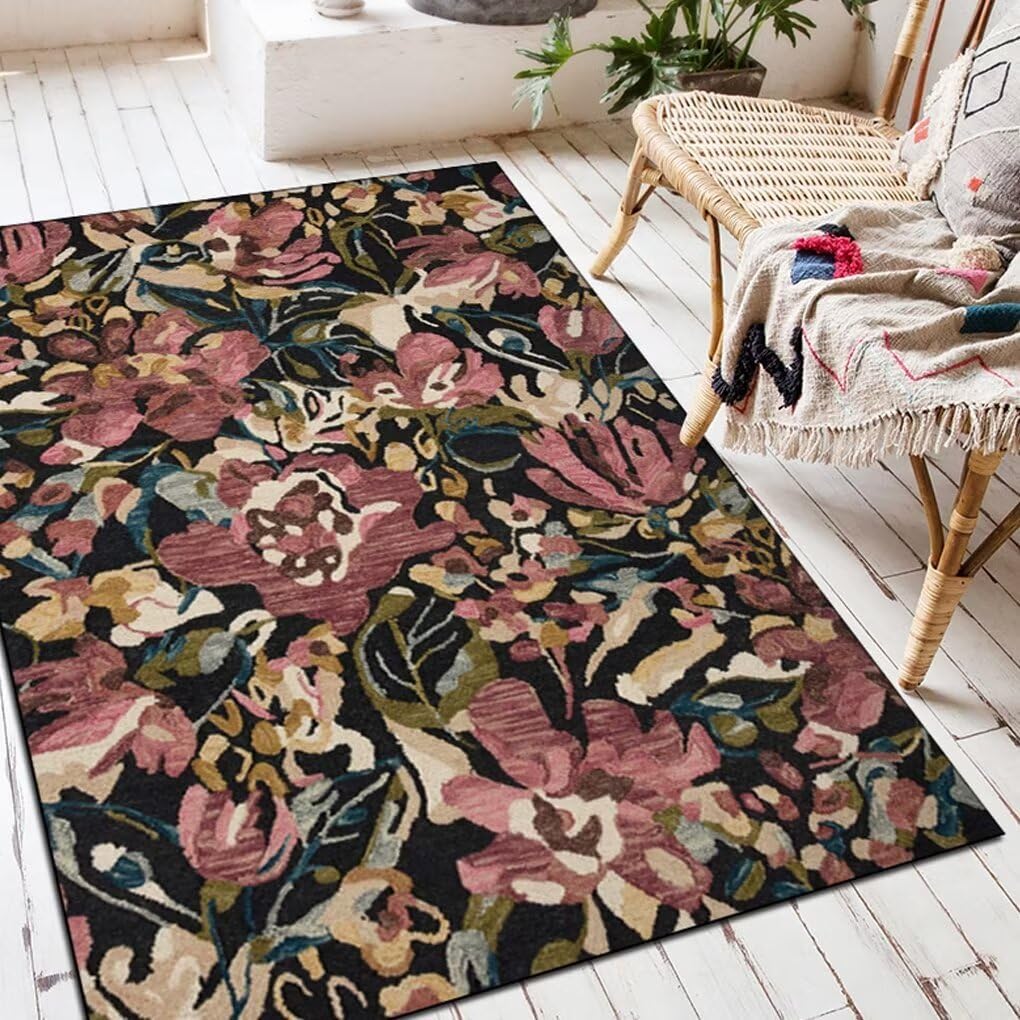Amazon.com: Soyalie Farmhouse Rustic Lodge Botanical Floral Rugs for ...