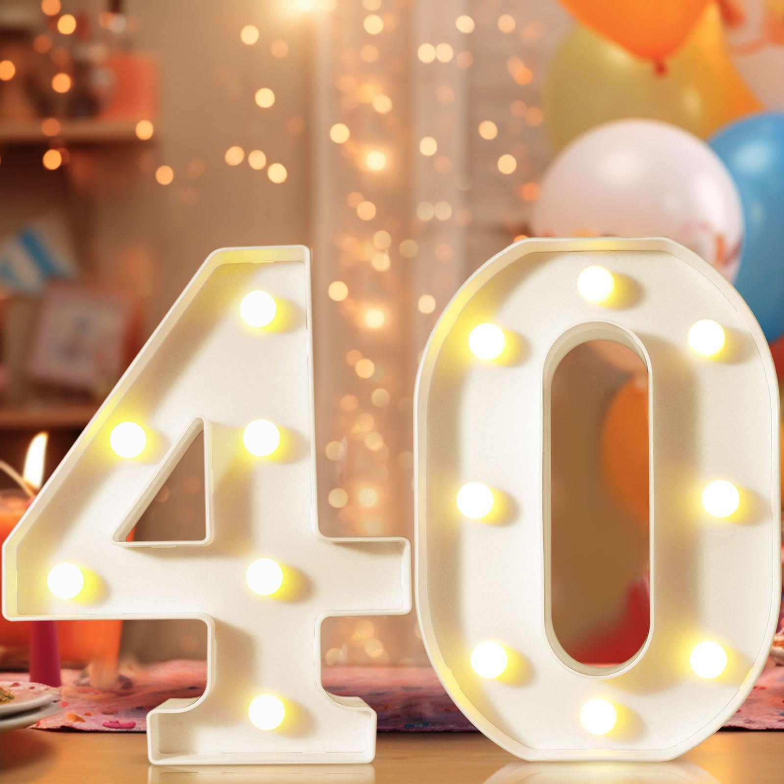 Peace & Thyme Set of Light-Up Numbers - Number 40 - Age 40 - HEIGHT ...