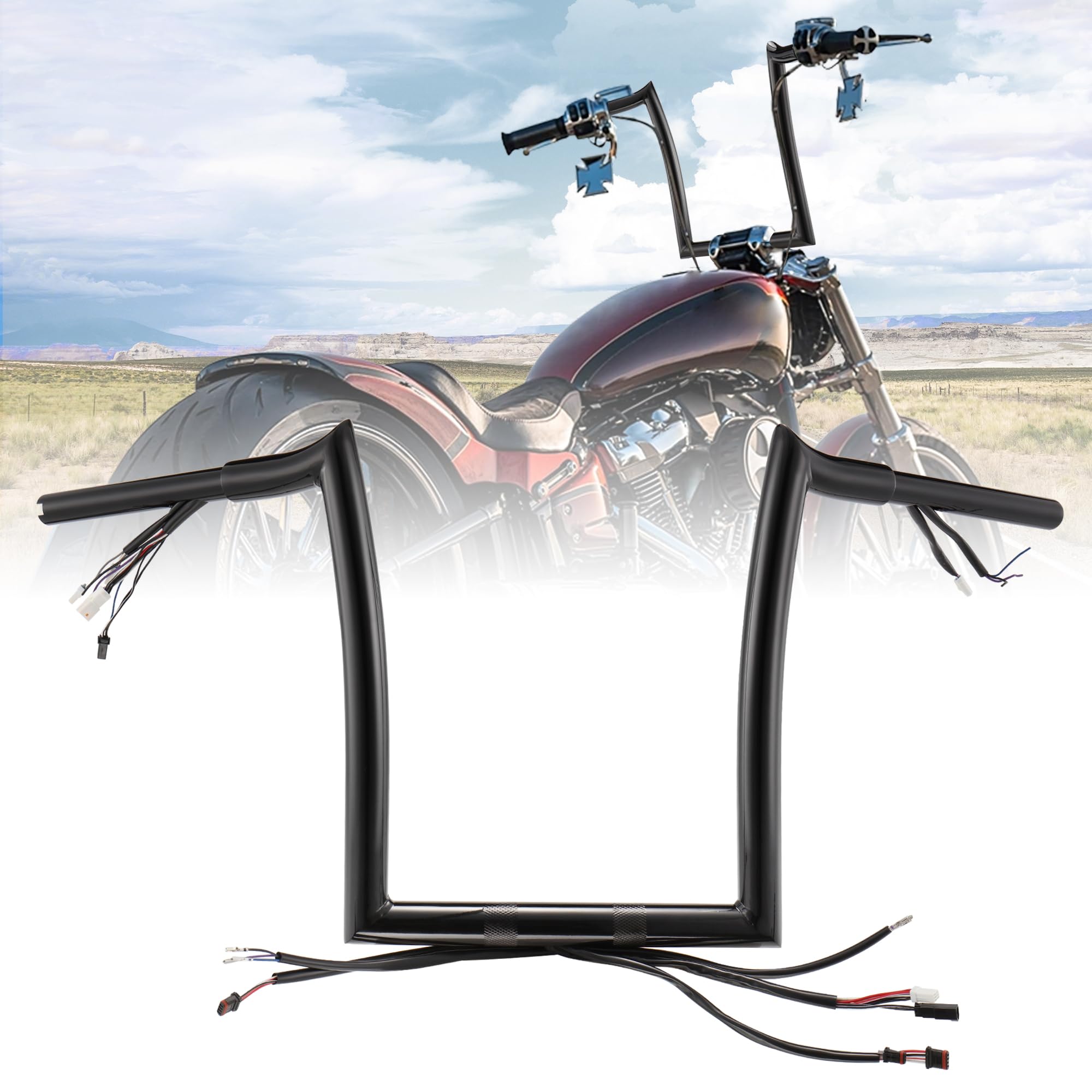 Amazon.com: TIGERSGATE PRE-WIRED 12" Rise Ape Hangers 1 1/4" Fat ...