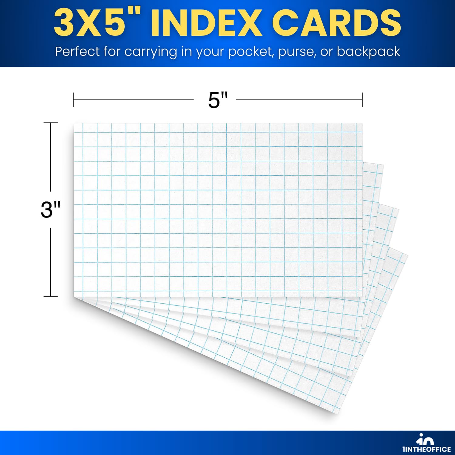 Snapklik.com : 1InTheOffice Graph Ruled Index Cards 3x5