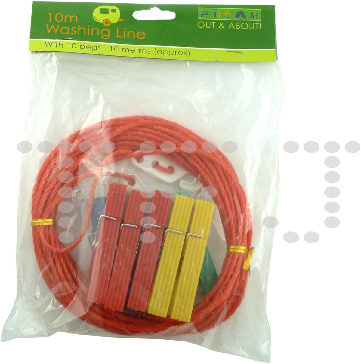 NEW CAMPING WASHING LINE - 10 METERS - WITH 10 PEGS : Amazon.co.uk: Garden