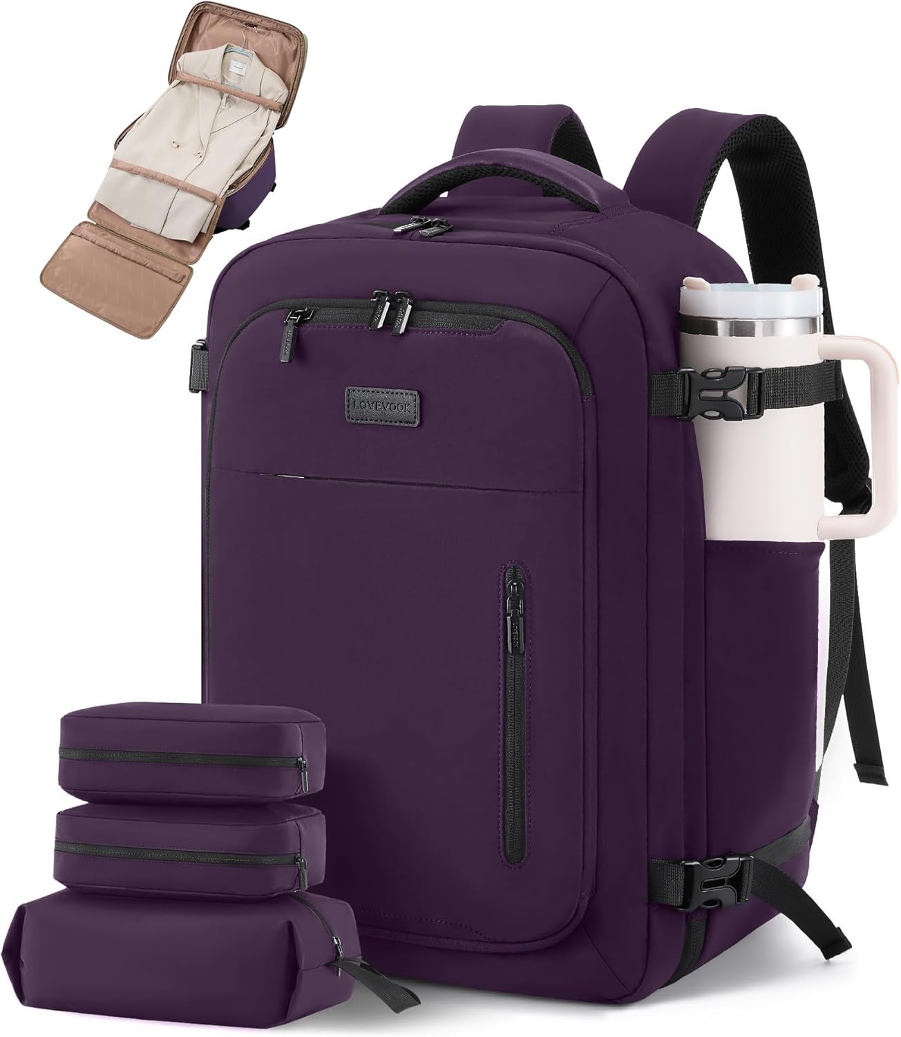 LOVEVOOK Travel Backpack for Women Men with Garment Bag, Carry on ...