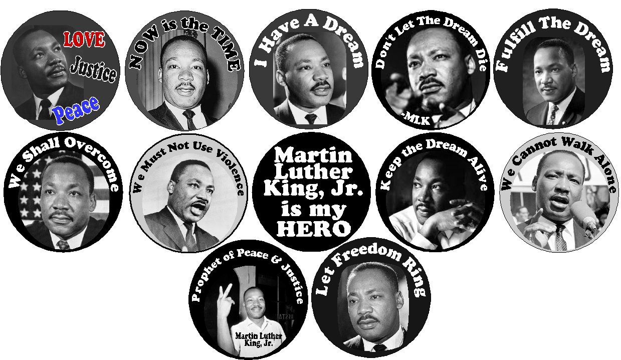 Amazon.com: Set of 12 MARTIN LUTHER KING JR 1.25" Pinback Buttons Black ...