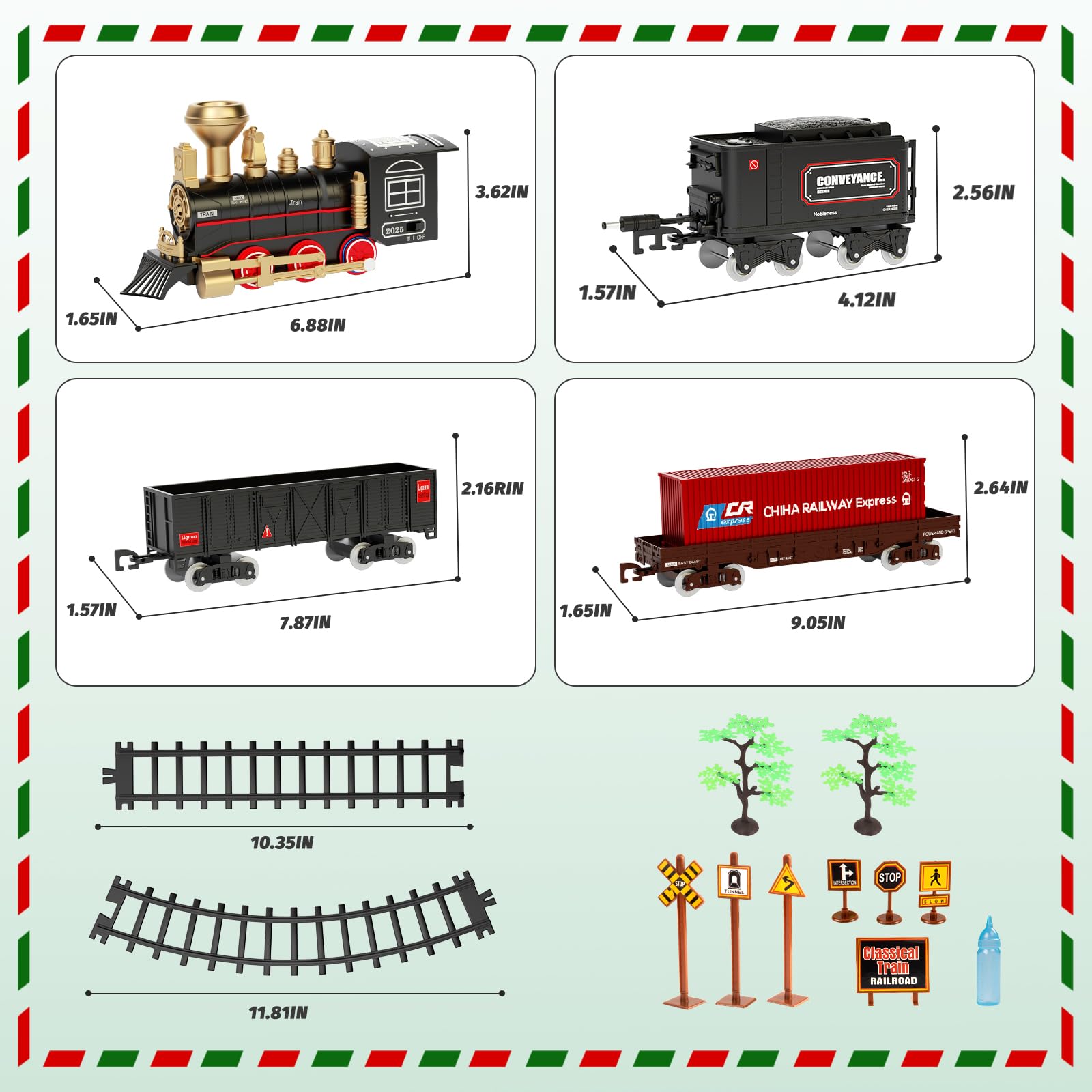 UNIH Train Set,Electric Train Toys with Steam Locomotive Engine,Cargo ...