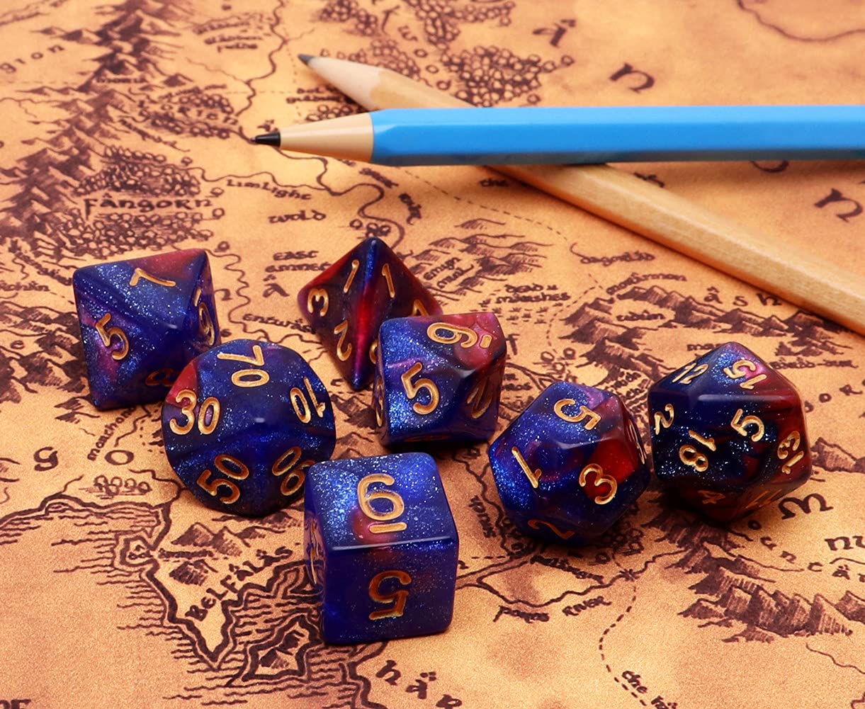 Snapklik.com : Blue Mix Red DND Glitter Dice Set For Dungeon And ...