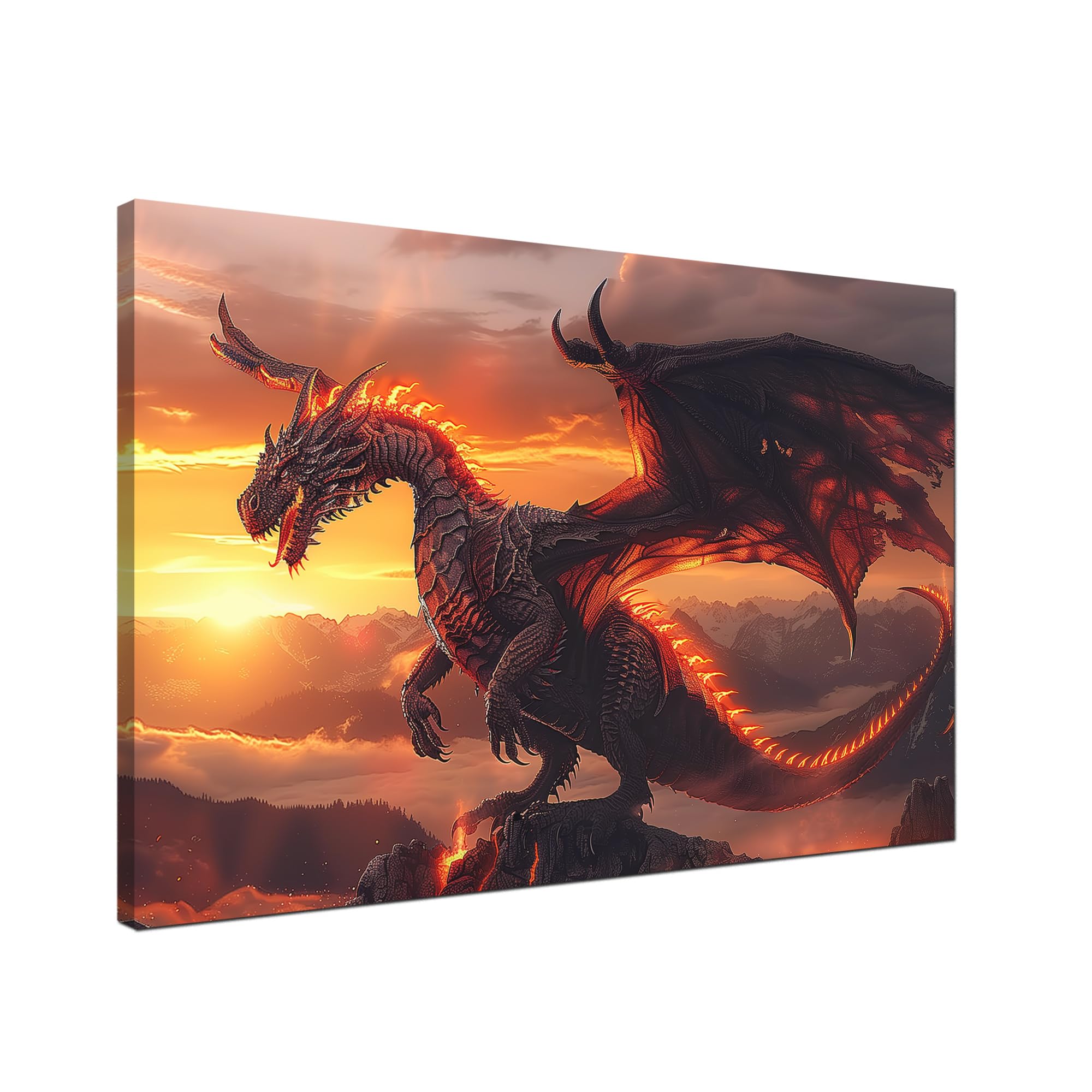 Amazon.com: ARNLRDYA Fire Dragon Canvas Prints Pterodactyl Wall Art ...
