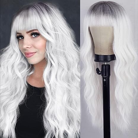 Amazon.com: AISI QUEENS White Wigs for Women, Ombre White Wig with ...