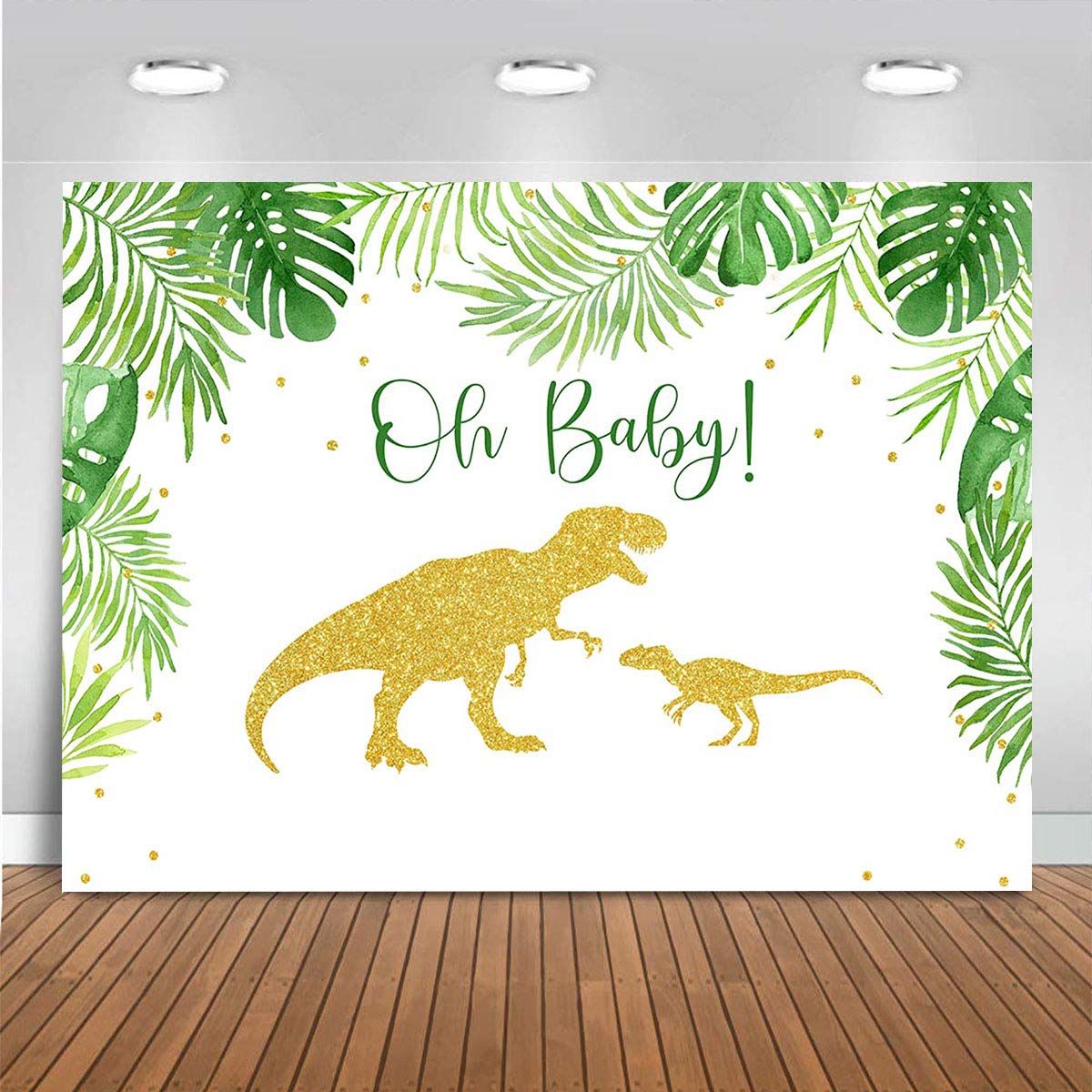 Buy Moca Safari Baby Shower Backdrop Glitter Dinosaur Jungle Palm ...