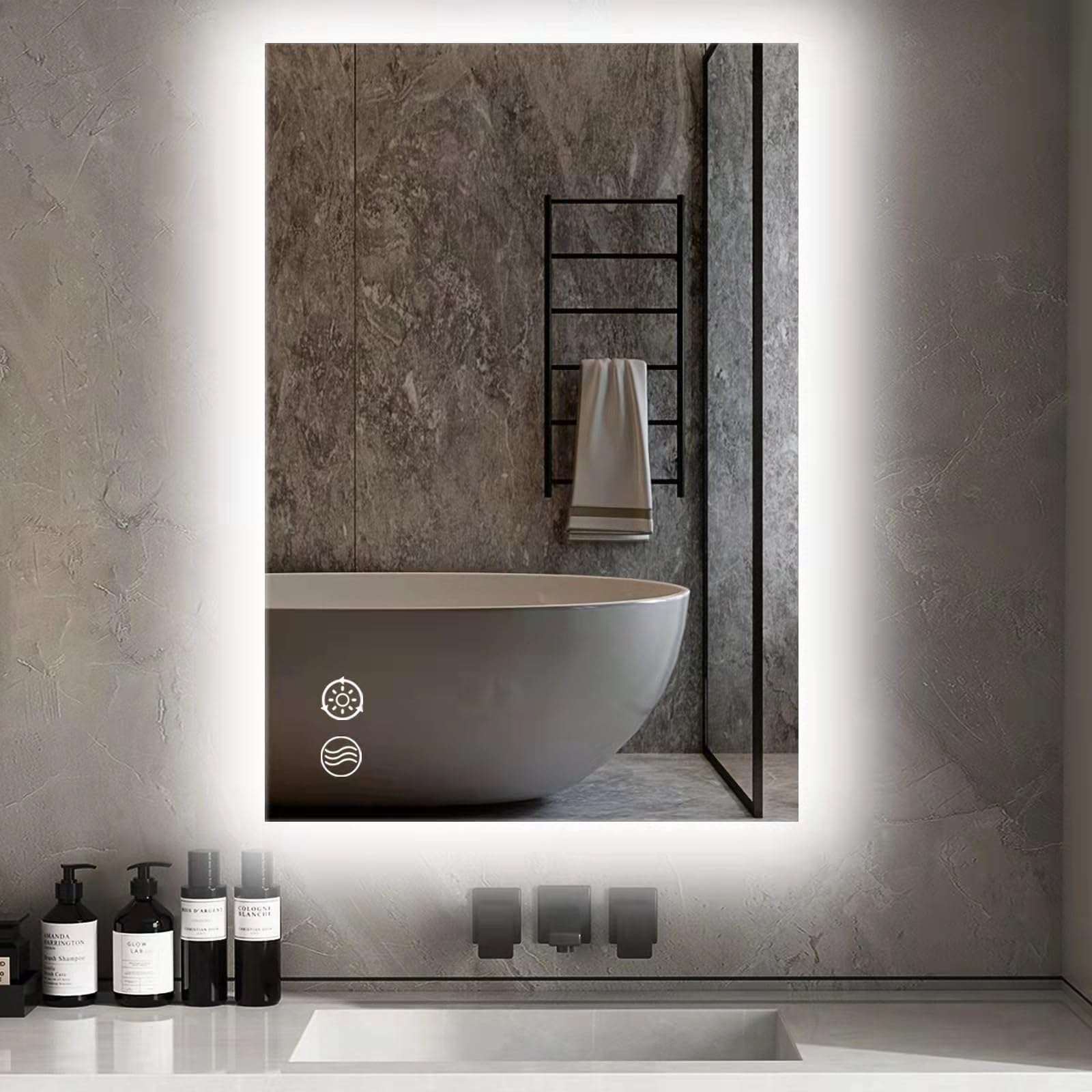 Amazon.com: VOWNER 24 Inch Round LED Bathroom Mirror, 3 Colors Light ...