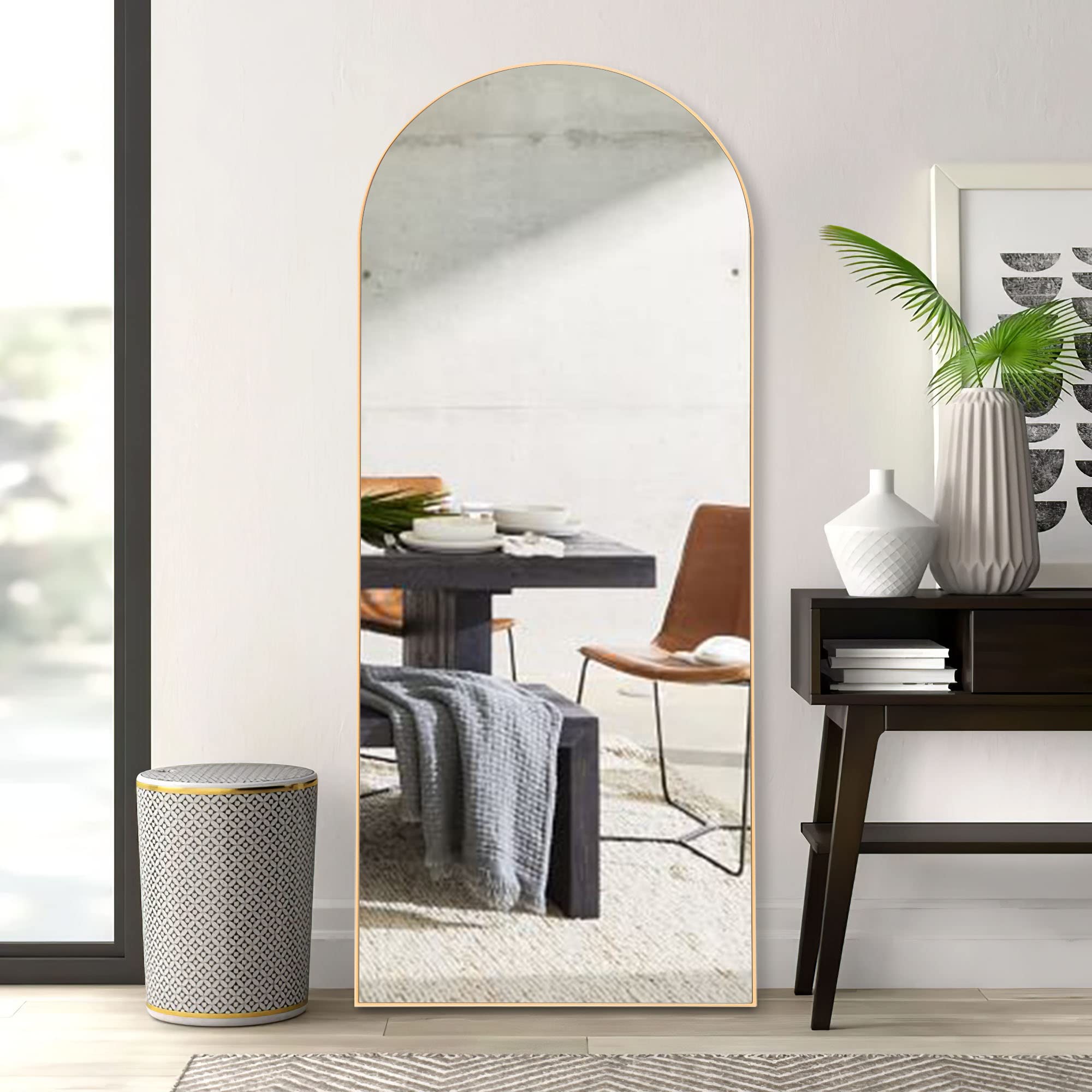 Snapklik.com : NeuType Arched Full Length Mirror Floor Mirror Wood ...