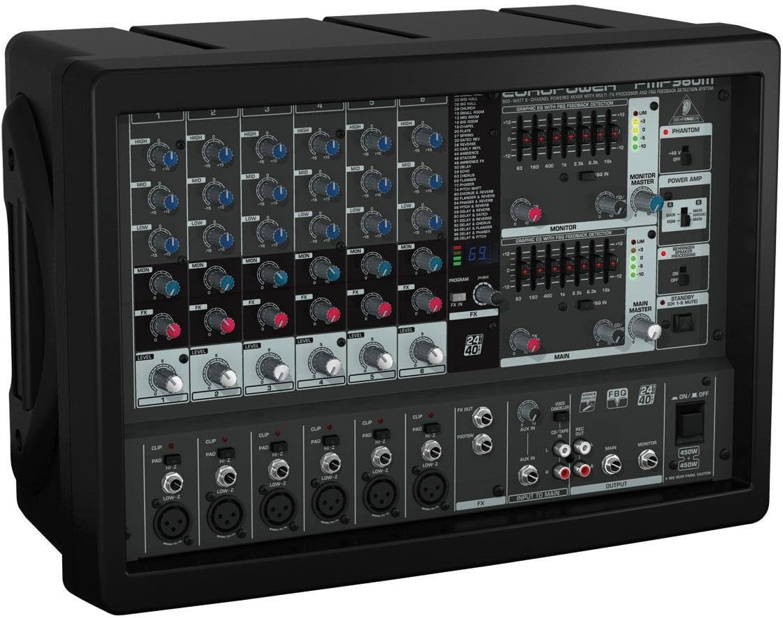 Amazon.com: Behringer PMP960M 900-Watt 6-Channel Powered Mixer ...