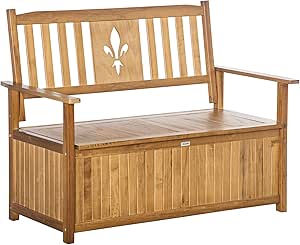 Outsunny 2 Seater Wooden Garden Storage Bench, Outdoor Storage Box ...
