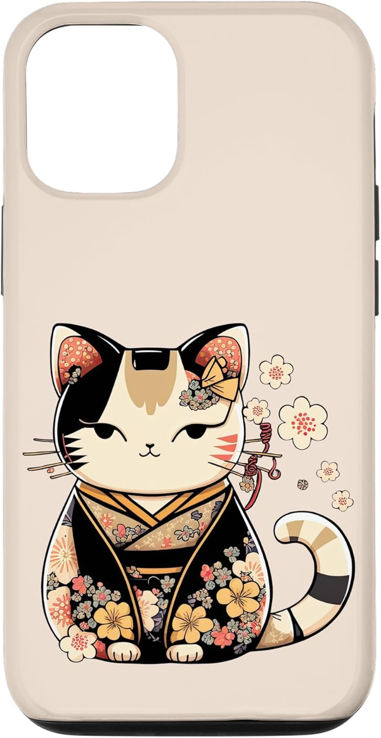 Amazon.com: iPhone 14 Pro Cute Kawaii Calico Cat In Japanese Clothes ...