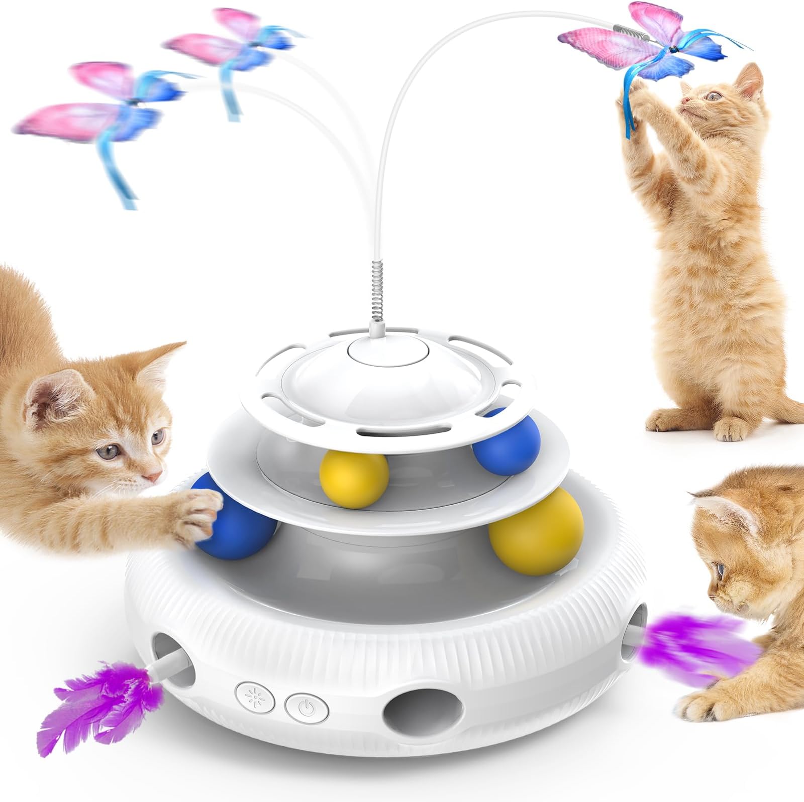 FURFUN Interactive Cat Toys Automatic 3-in-1 Kitten Toy, Rechargeable ...