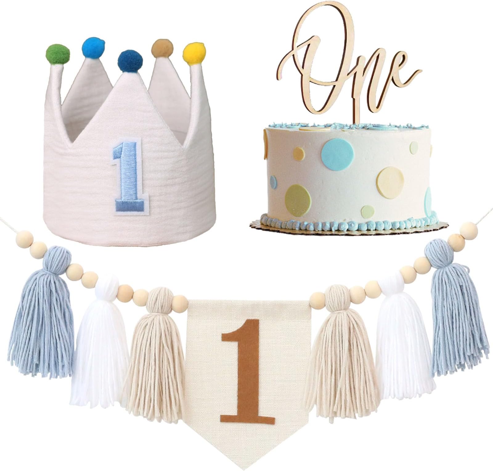 Amazon.com: Baby Boy First Birthday Party Decorations Blue High Chair ...