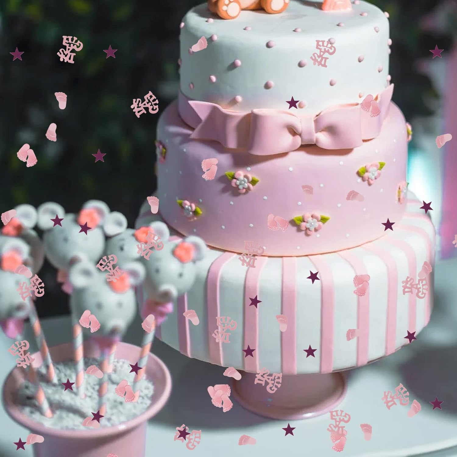 It’s a Girl Table Sequins Pink Baby Footprint Star Table Confetti para ...