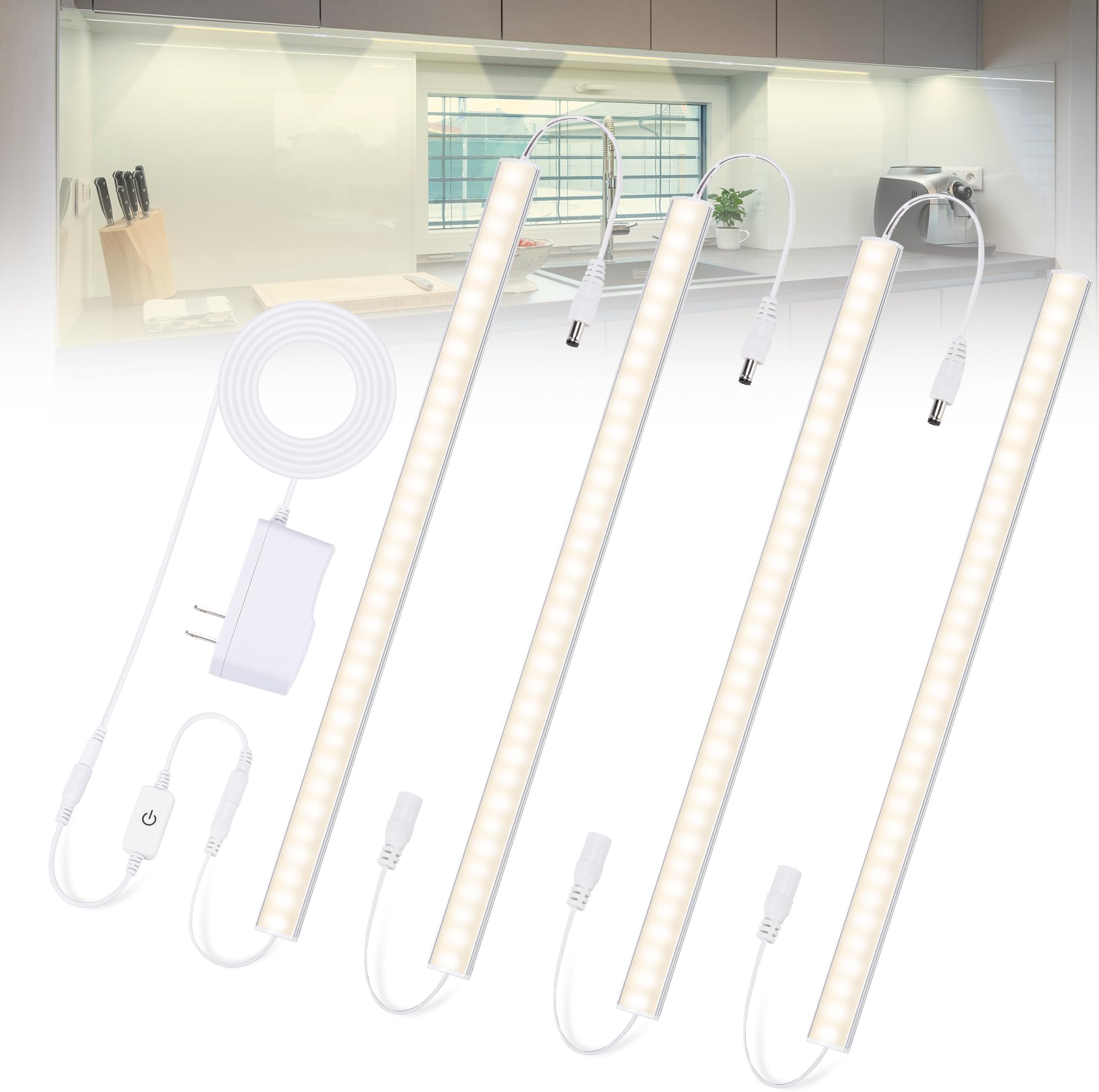 Plug-in Under Cabinet Lights Daylight White 4000K, Dimmable LED Under ...