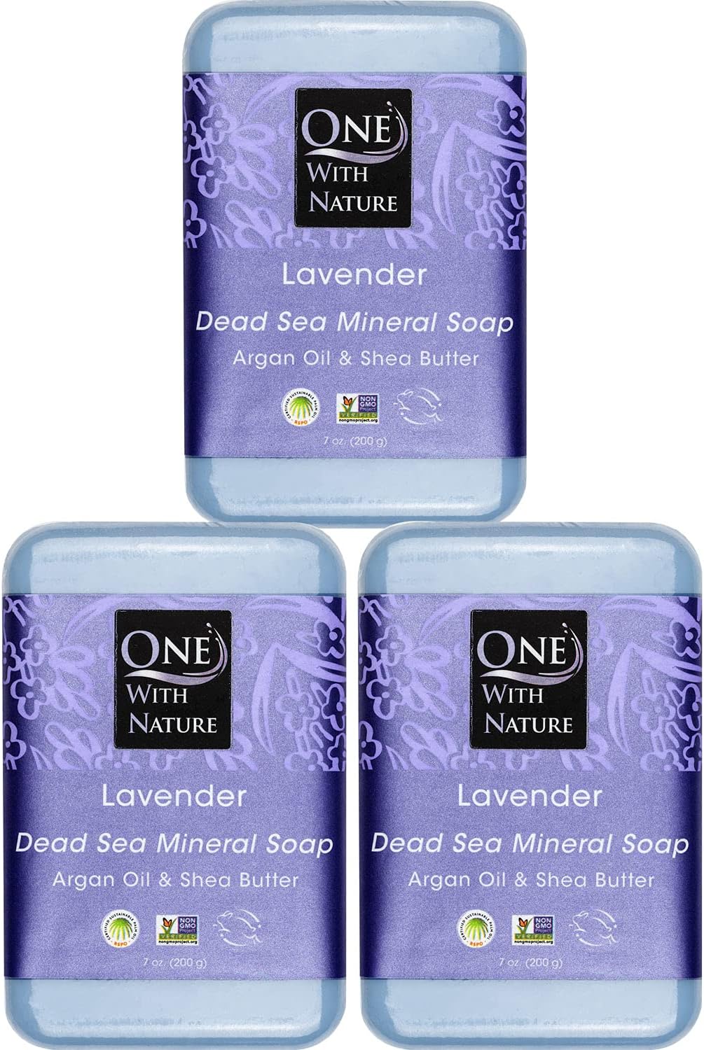 One With Nature Dead Sea Salt Lavender Soap 7oz 3-Pack – Soothing and ...