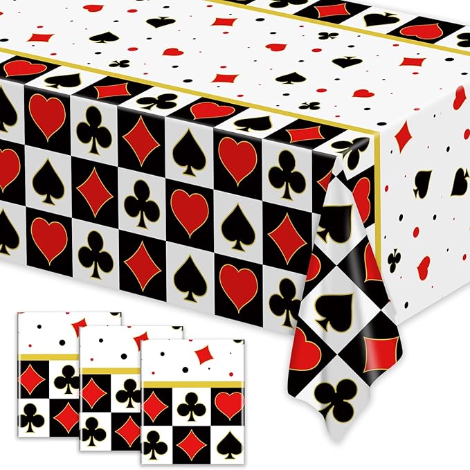 Amazon.com: 3-Pack Poker Tablecloths - 86”x51” Waterproof Plastic ...