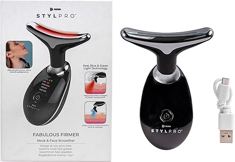 STYLPRO Fabulous Firmer LED Face & Neck Massager – LED Light Therapy ...