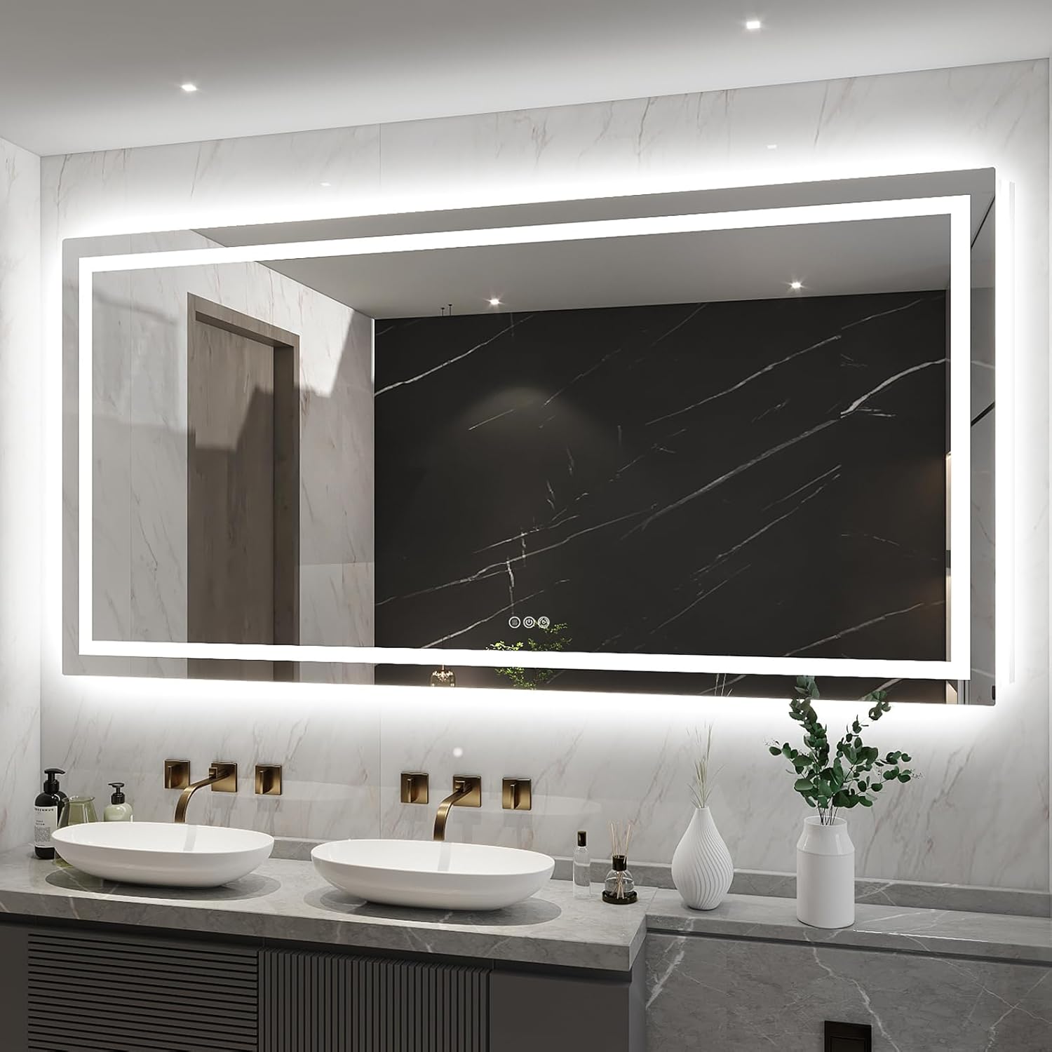Amazon.com: Twalsu 72x36 LED Mirror for Bathroom with Double LED Strips ...