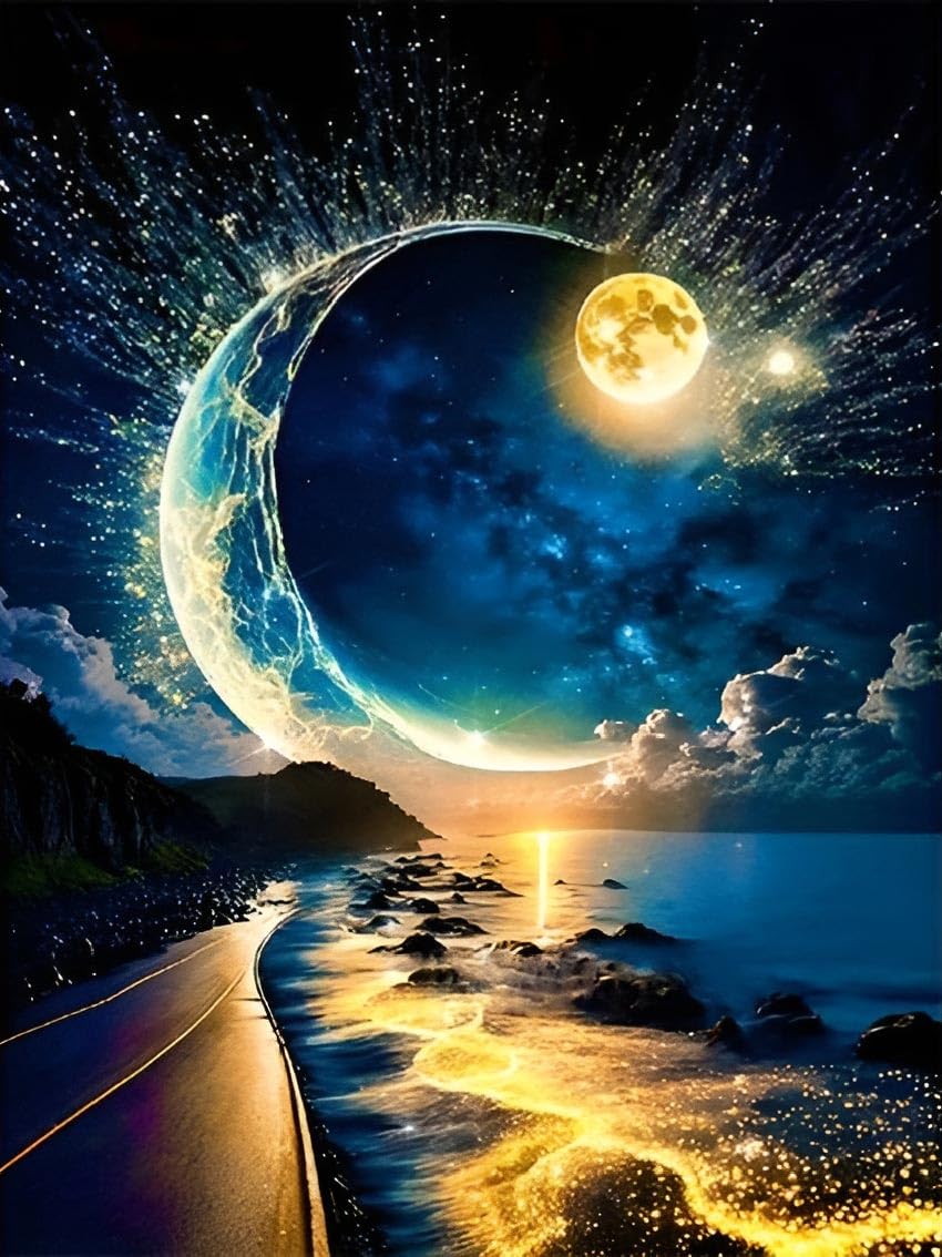 Amazon.com: HomGoodz Diamond Painting Kits for Adults Moonlight Beach ...