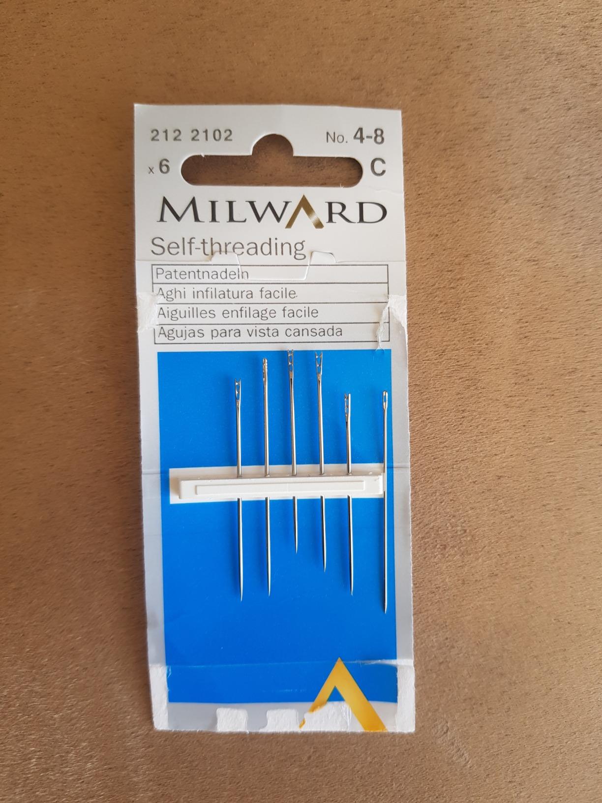 Milward Self-Threading Hand Sewing Needles, Silver, Nos.4-8 : Amazon.co ...