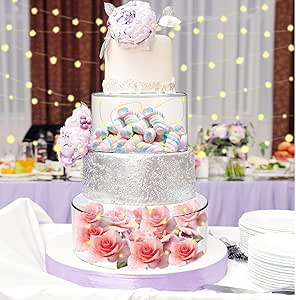 2Pcs Acrylic Cake Stand with 2 LED Light String Fillable Round Cake ...