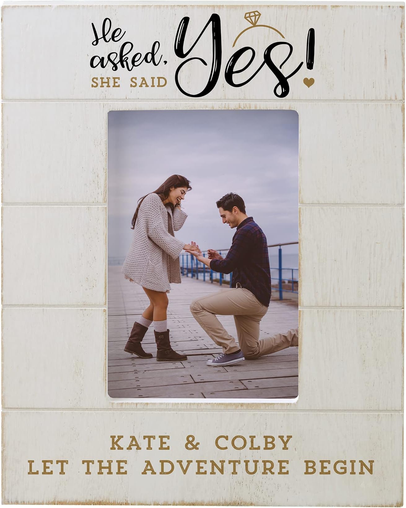 Amazon.com: Mariposa "He Asked. She said Yes" Frame, Silver, 4" x 6 ...