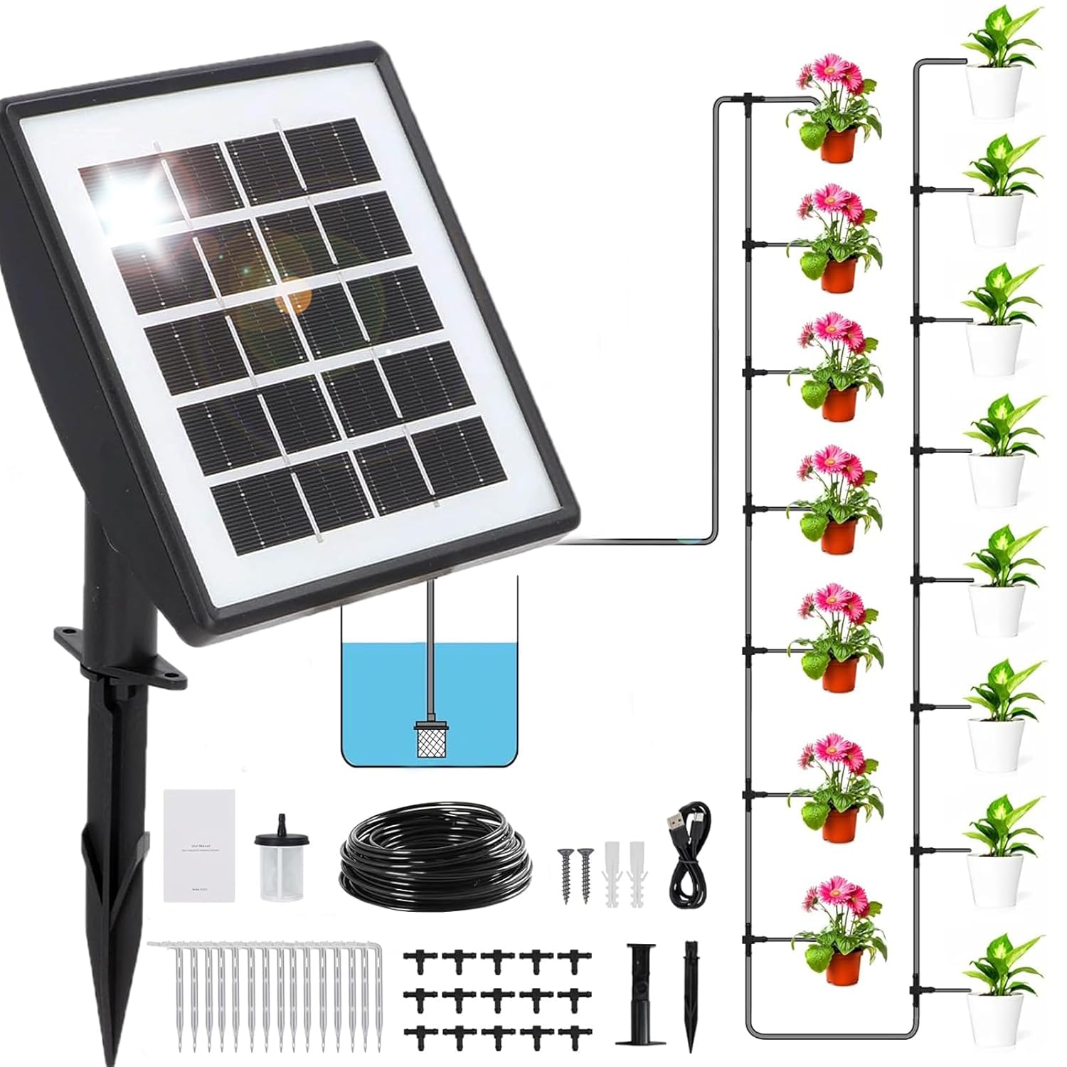 Amazon.com : Solar Powered Drip Irrigation Kit, Solar Auto Irrigation ...