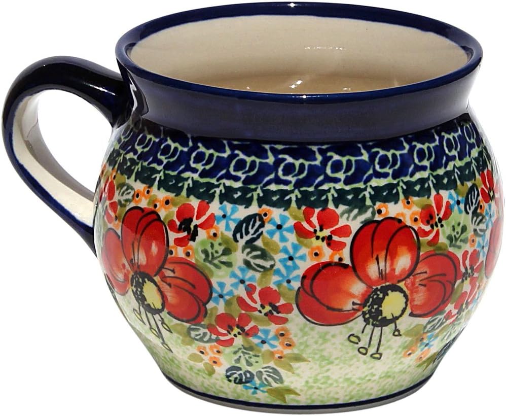 Amazon.com: Polish Pottery Potbelly Coffee Mug 16 Oz. From Zaklady ...