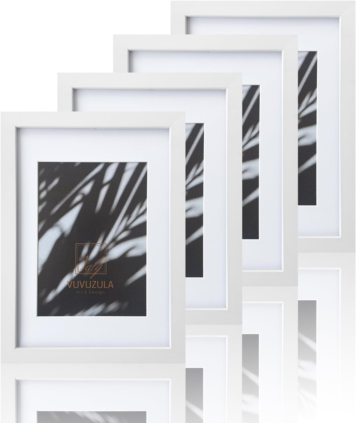 A4 Wood & White Two Tone Photo Frames With Mount for A5 (6 x 8'') set ...