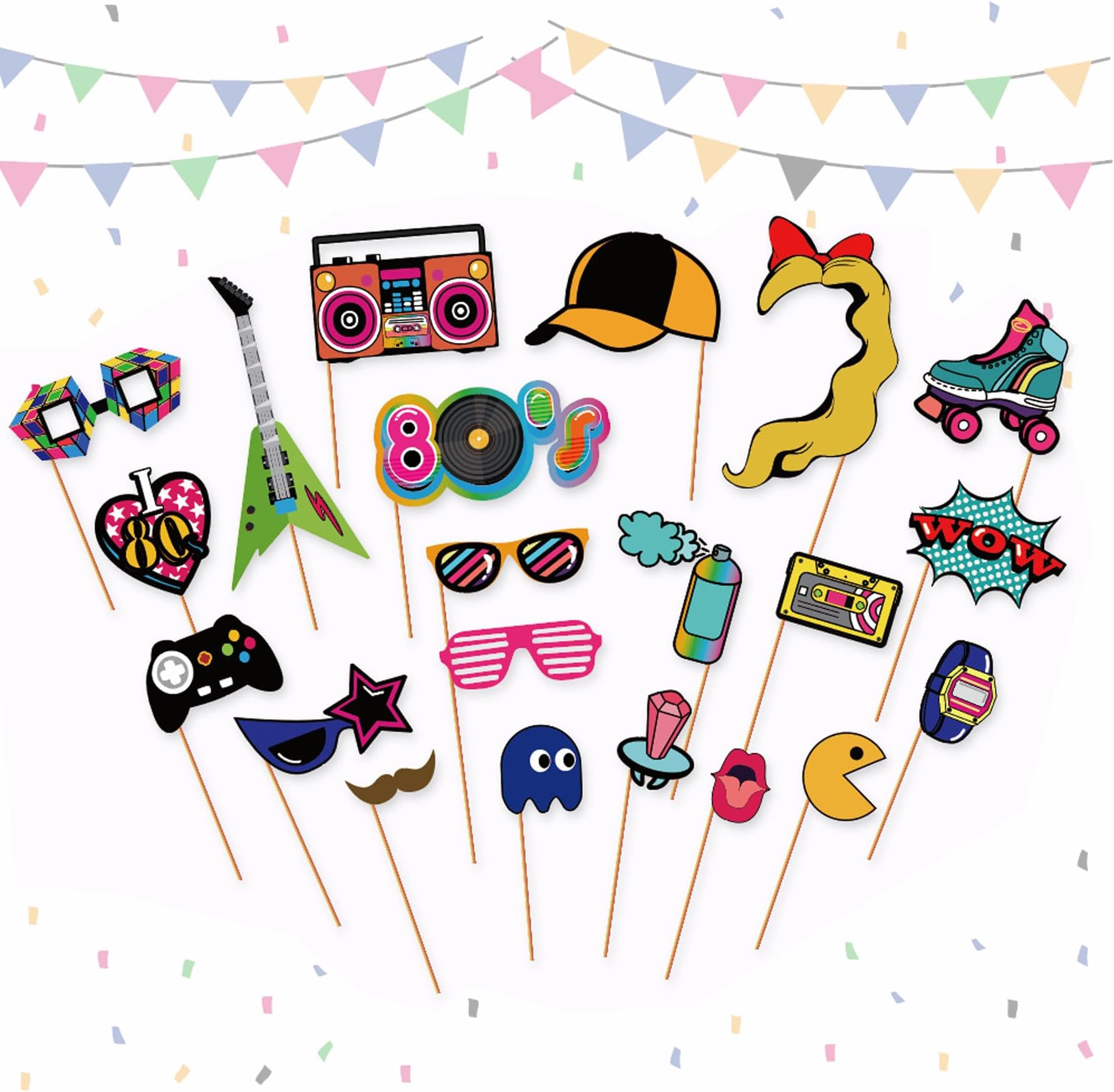 Amazon.com: BRT Bearingshui 80s Photo Booth Props, Retro 80's Photo ...