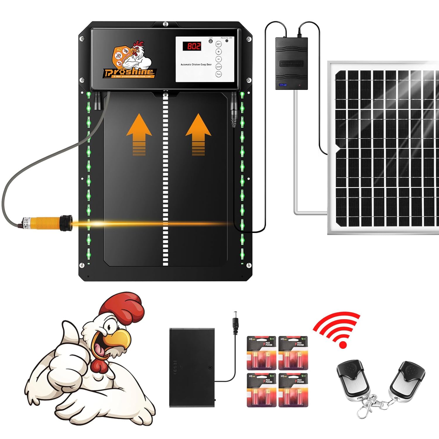 Proshine Solar Chicken Door Automatic Chicken Coop Door with Timer ...