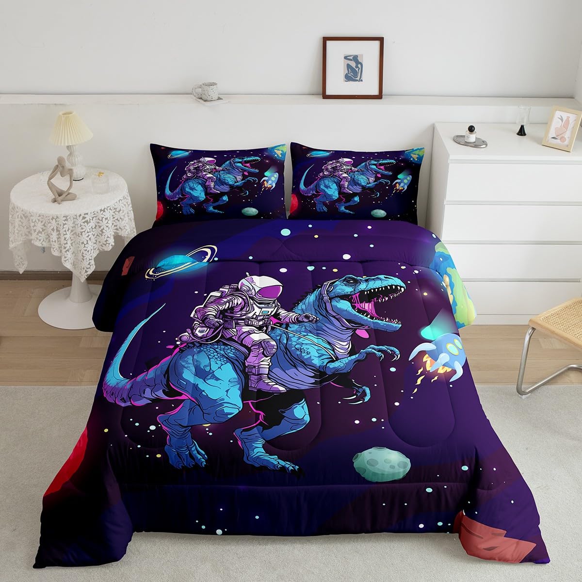 Amazon.com: Outer Space Comforter Astronaut Rocket Bedding Set Galaxy ...