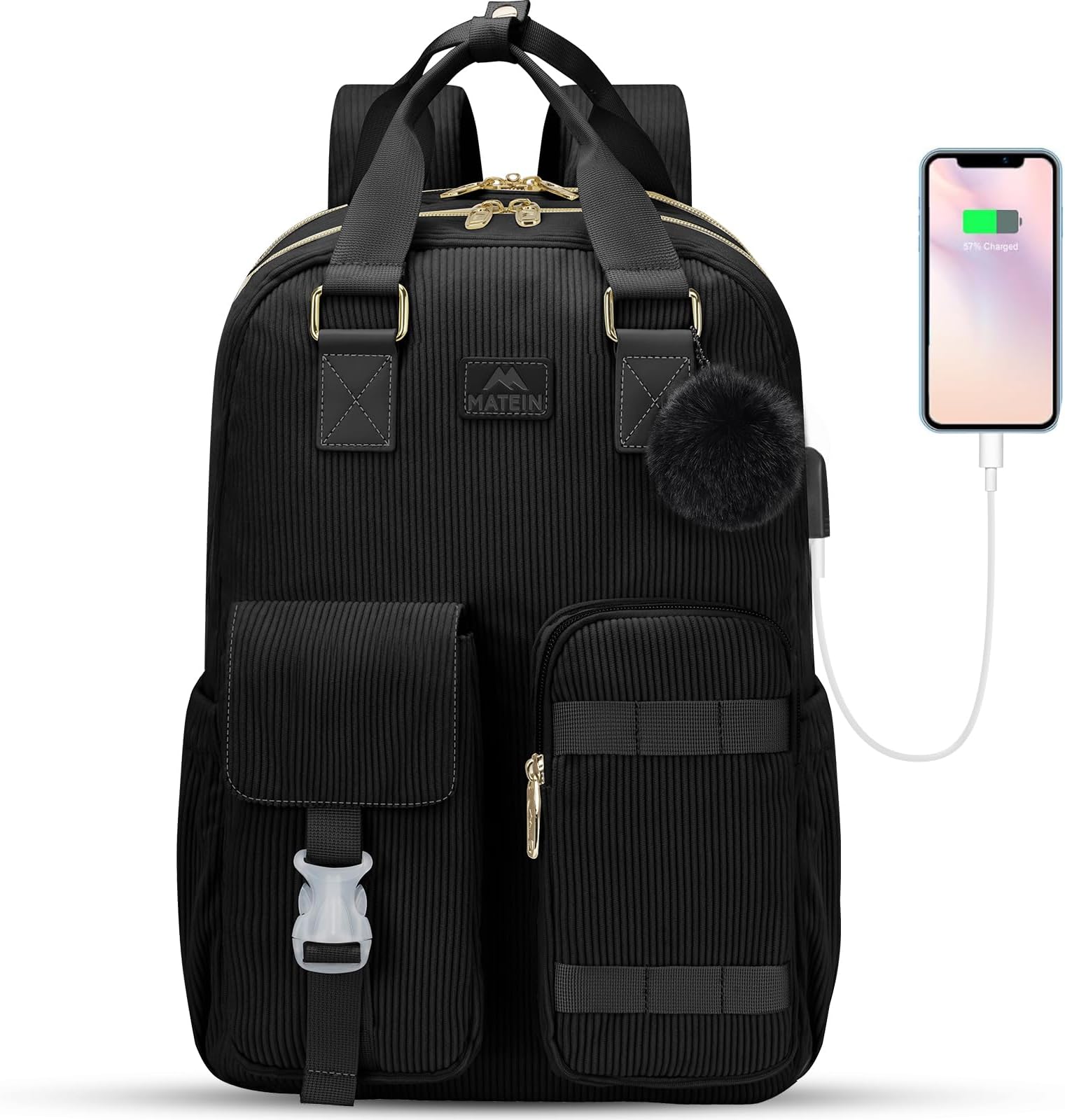 Amazon.com: MATEIN Cute Laptop Backpack for Women, 15.6 Inch Corduroy ...