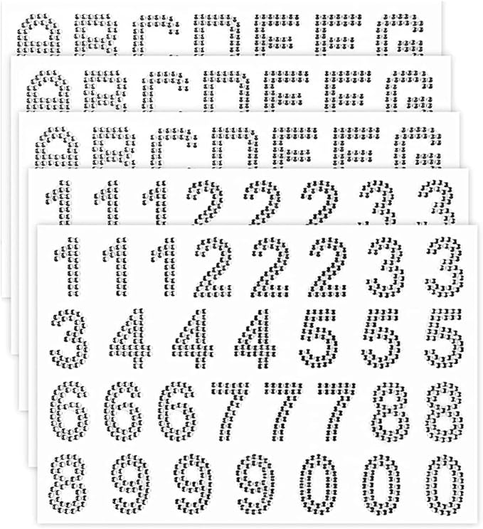 5 Sheets Glitter Alphabet Letter and Number Rhinestone Stickers and ...