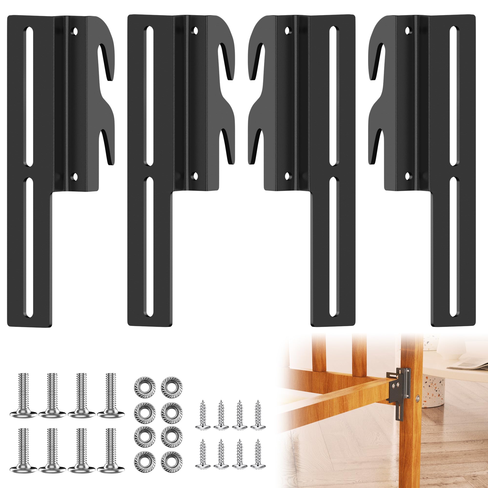 Snapklik.com : YUEYIN 4Pcs 711 Bolt-On To Hook-On Bed Frame Conversion Brackets