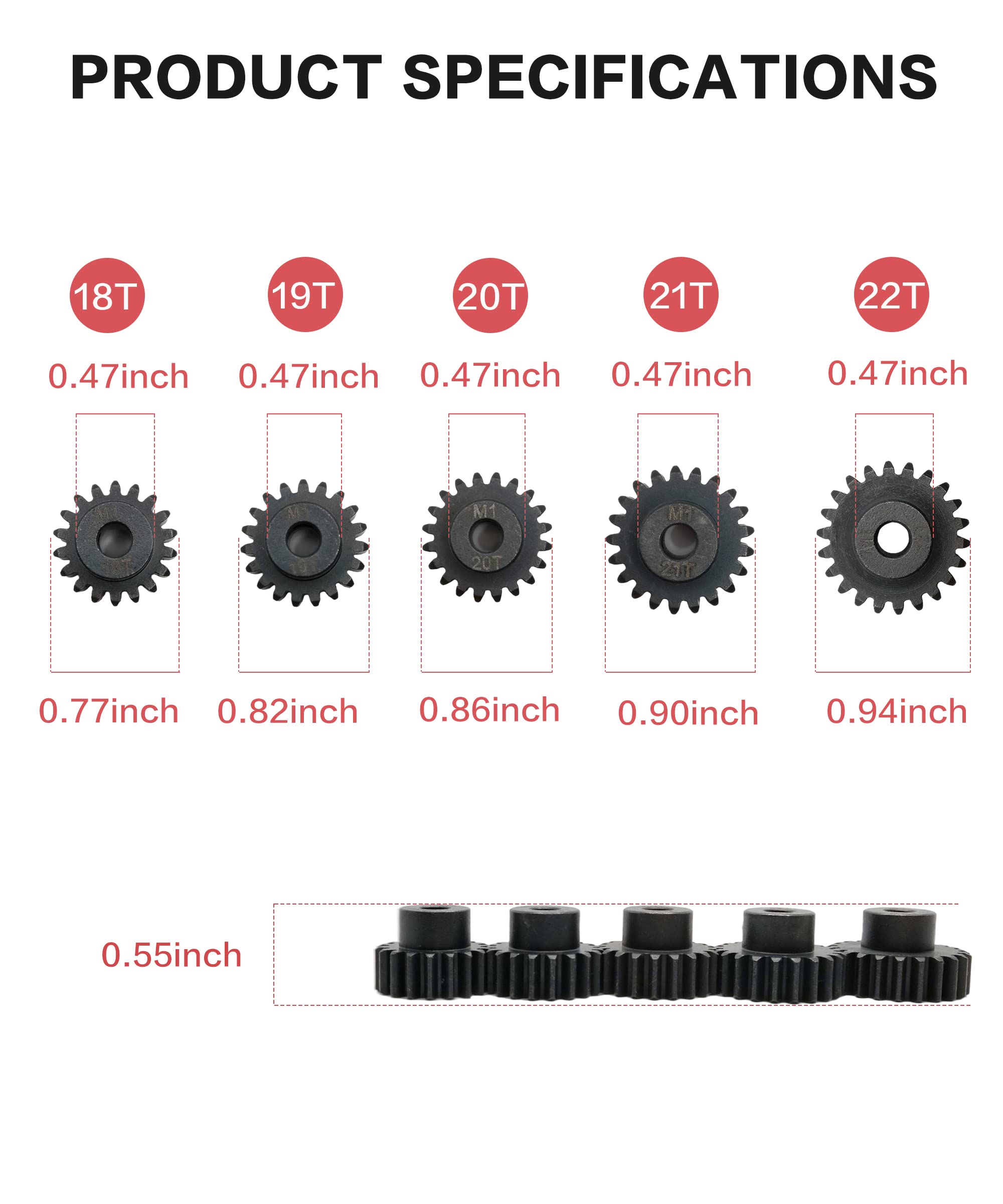 Snapklik.com : Raflot VICRAZZE Hardened Steel M1 Pinion Gear Sets 18T ...