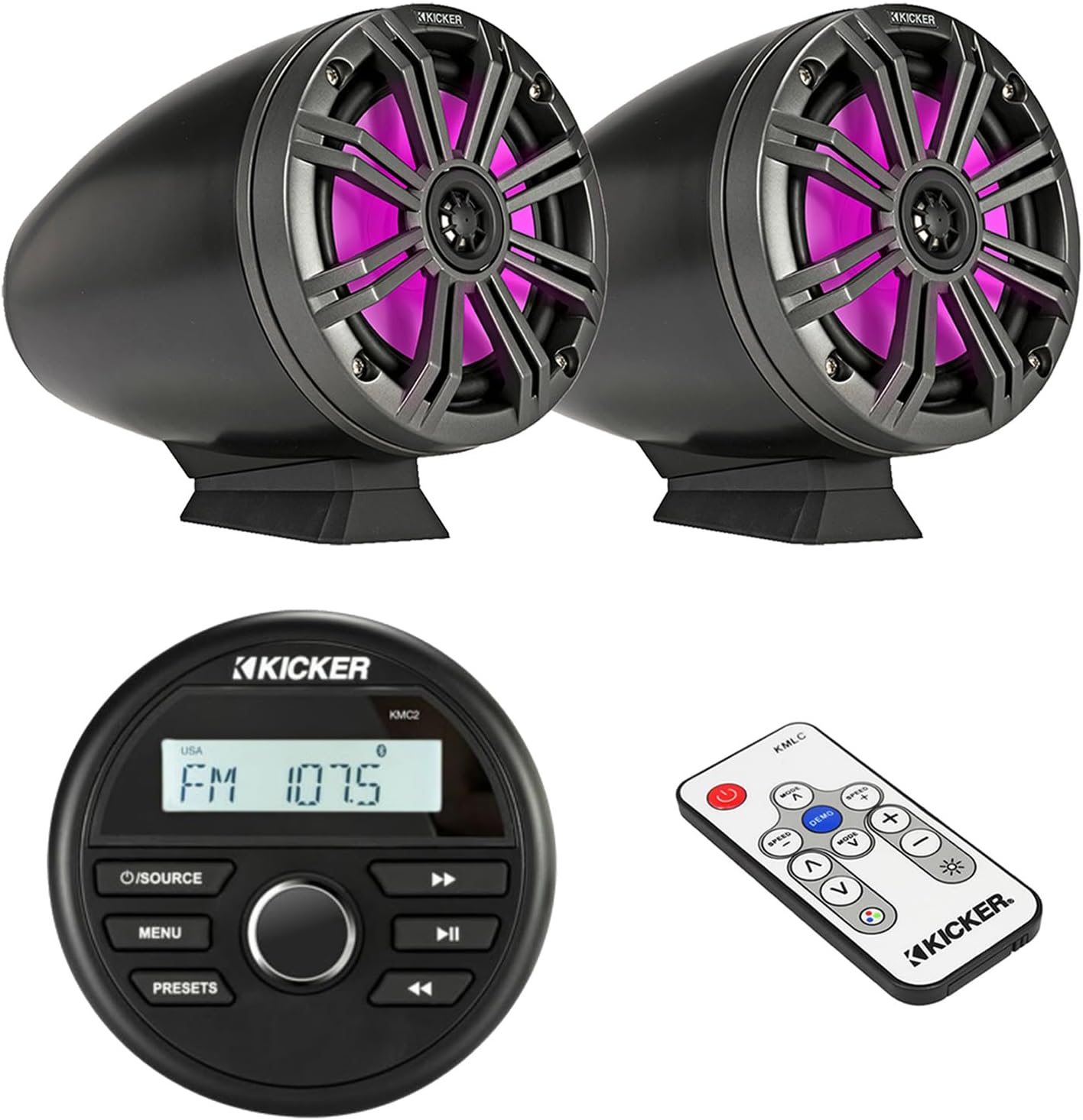 Amazon.com: Kicker All-Weather Marine Gauge Style Bluetooth USB Digital ...