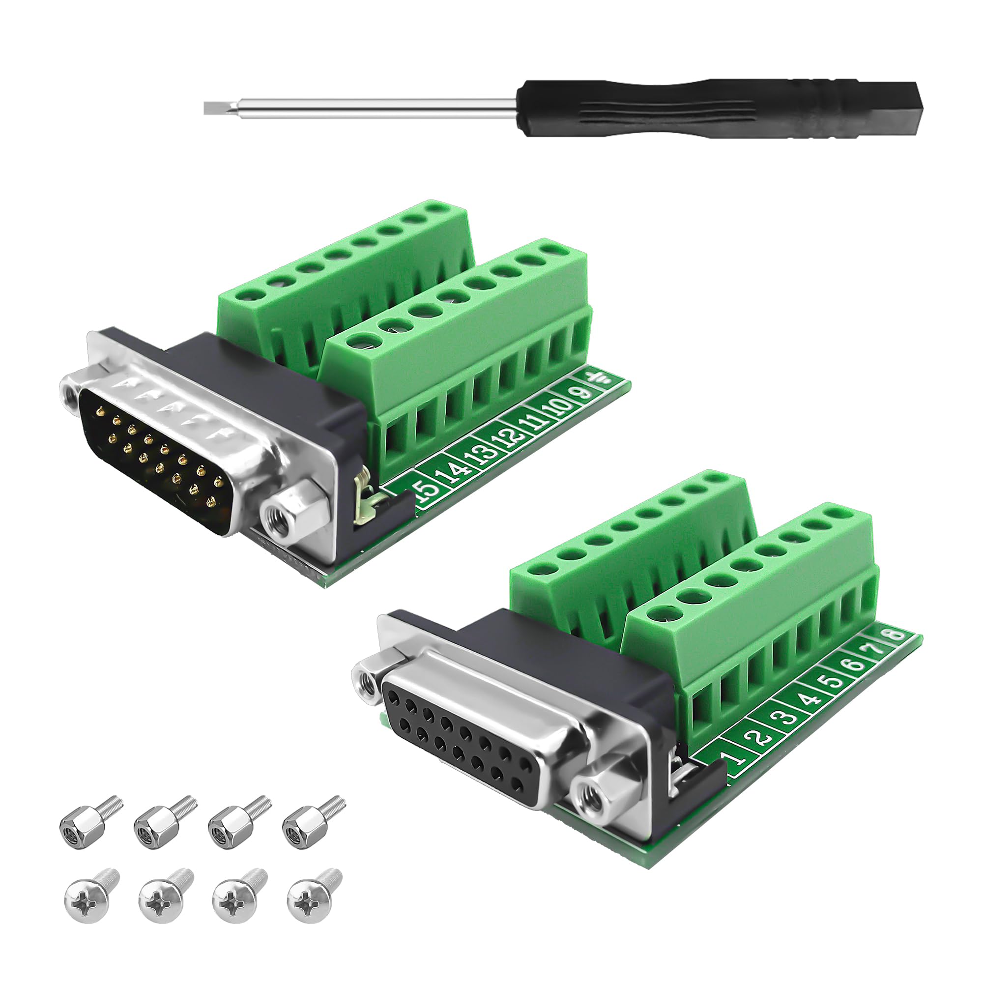 YIMATEECO DB15 Breakout Board, DB15 to Screw Terminal Block RS232 D-SUB ...