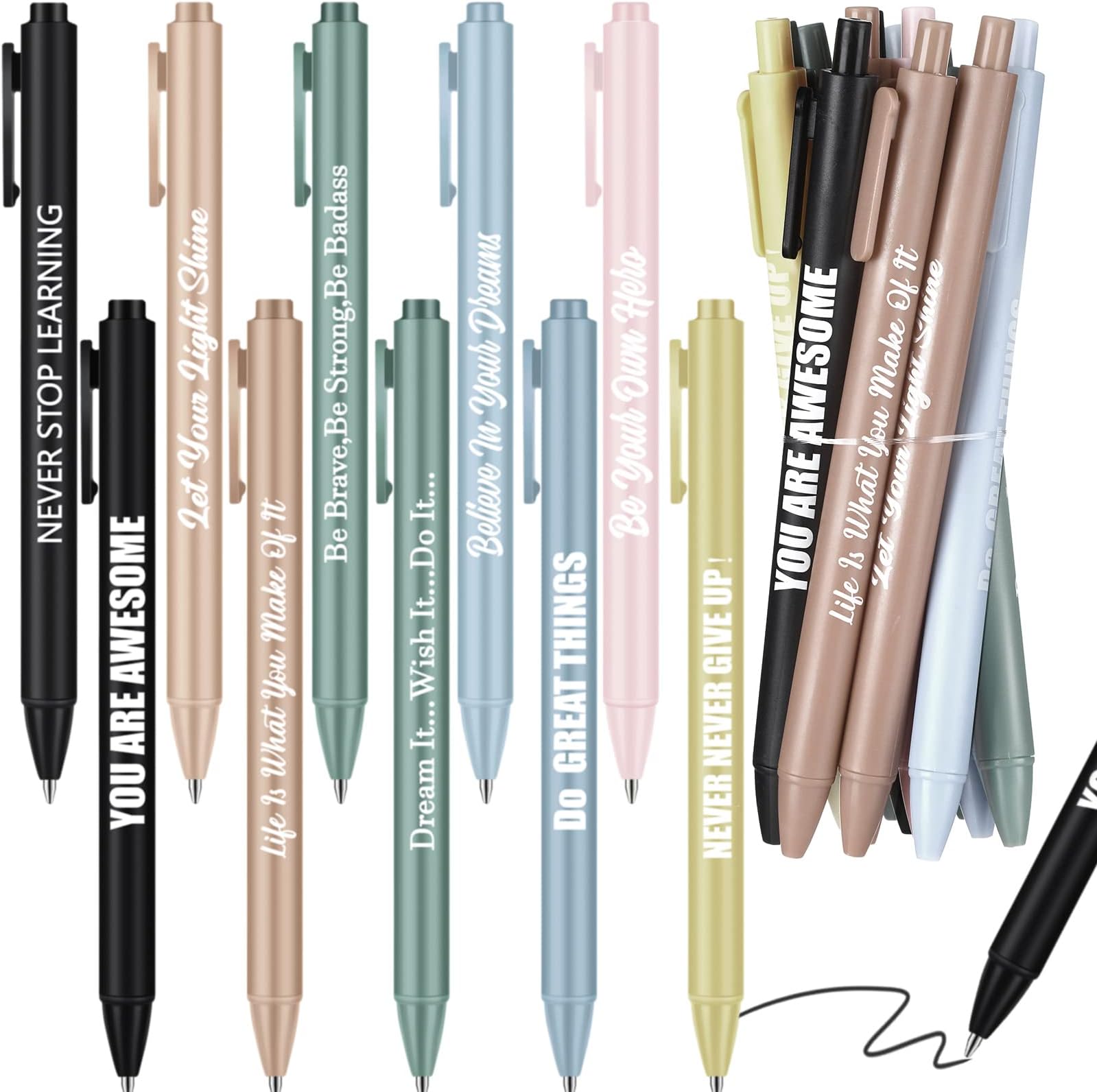 Motivational Quotes Pens Ballpoint Set - Inspirational Gifts For Women ...