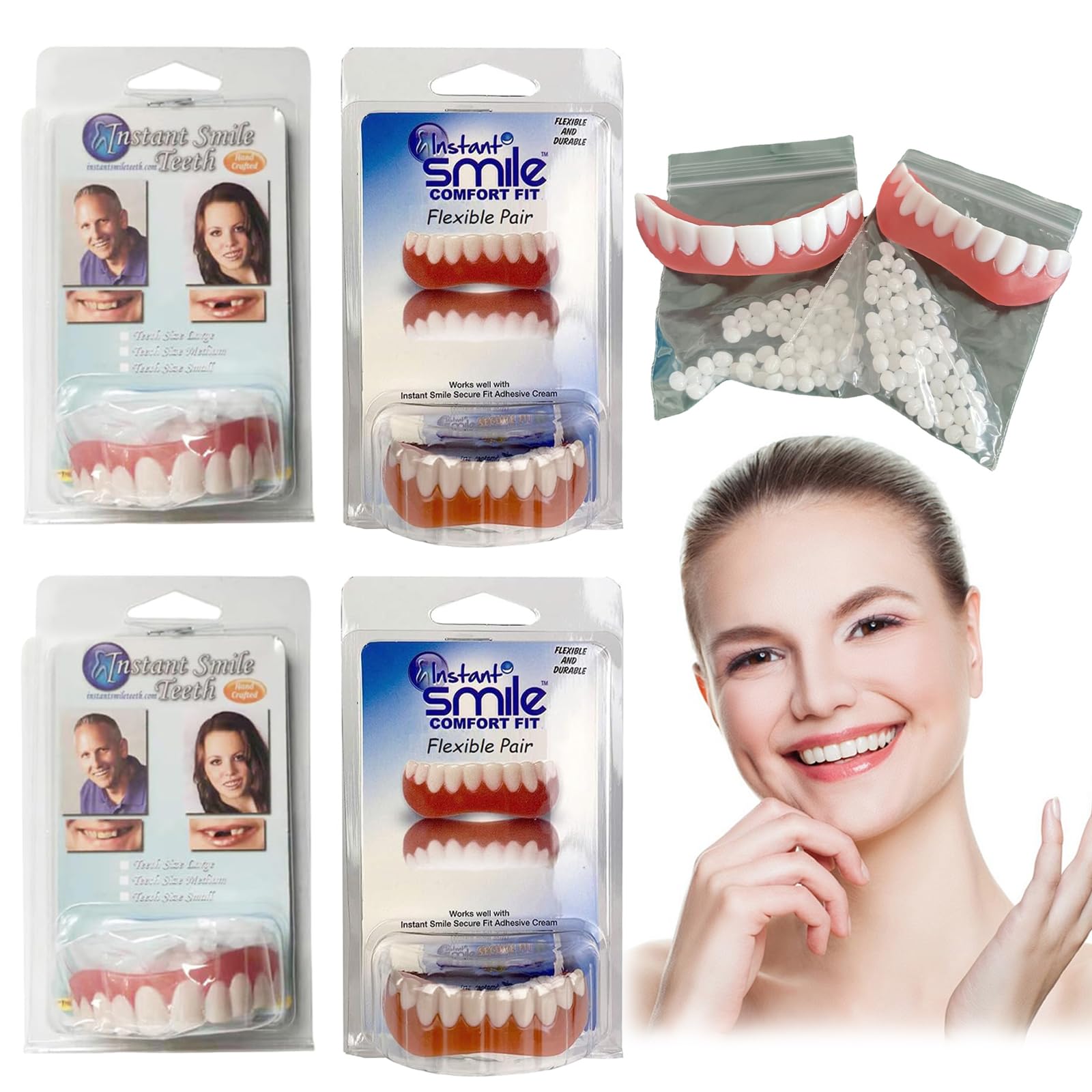 3 Pair Soft Denture Reline Kit, False Teeth Clip in Veneers Teeth ...