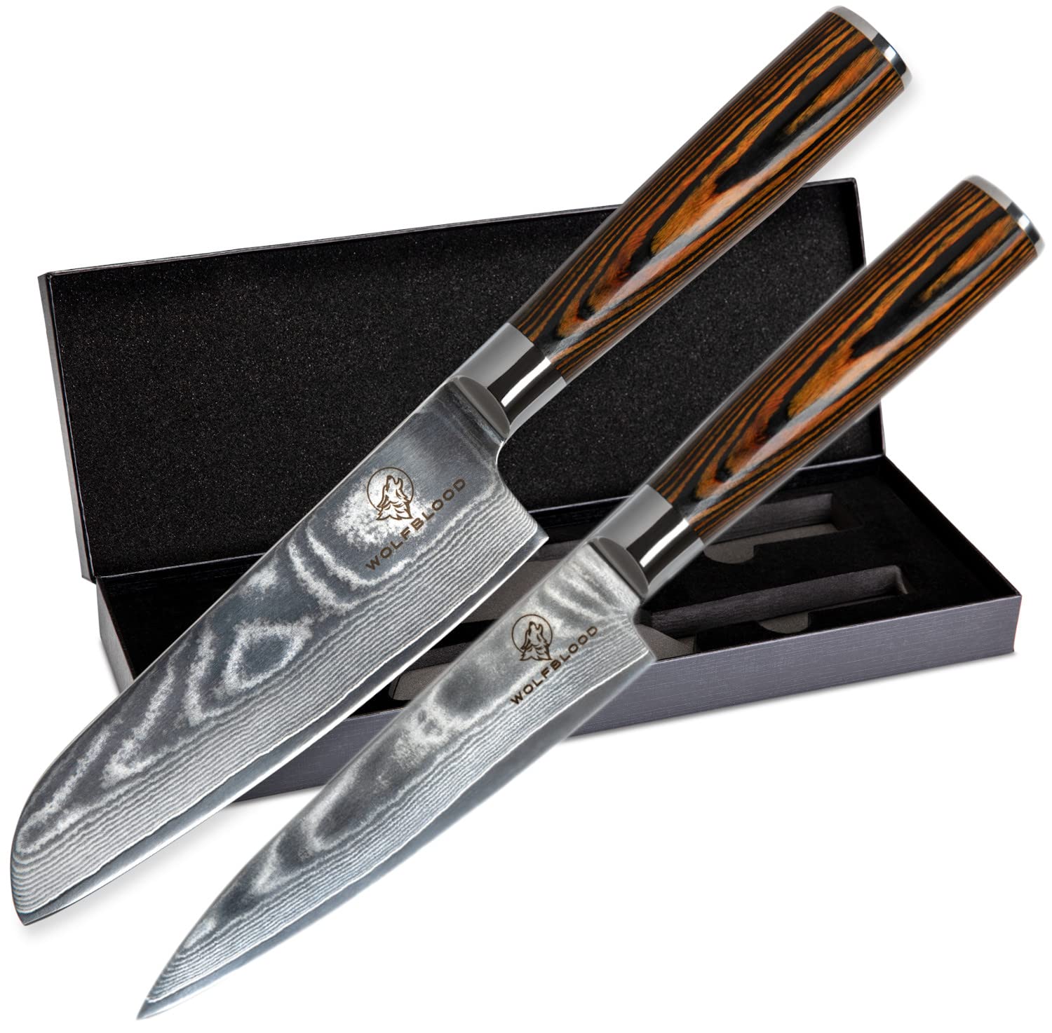 Wolfblood Damastmesser-Set 2er (24cm) Profi-Damast-Küchenmesser aus 67 ...