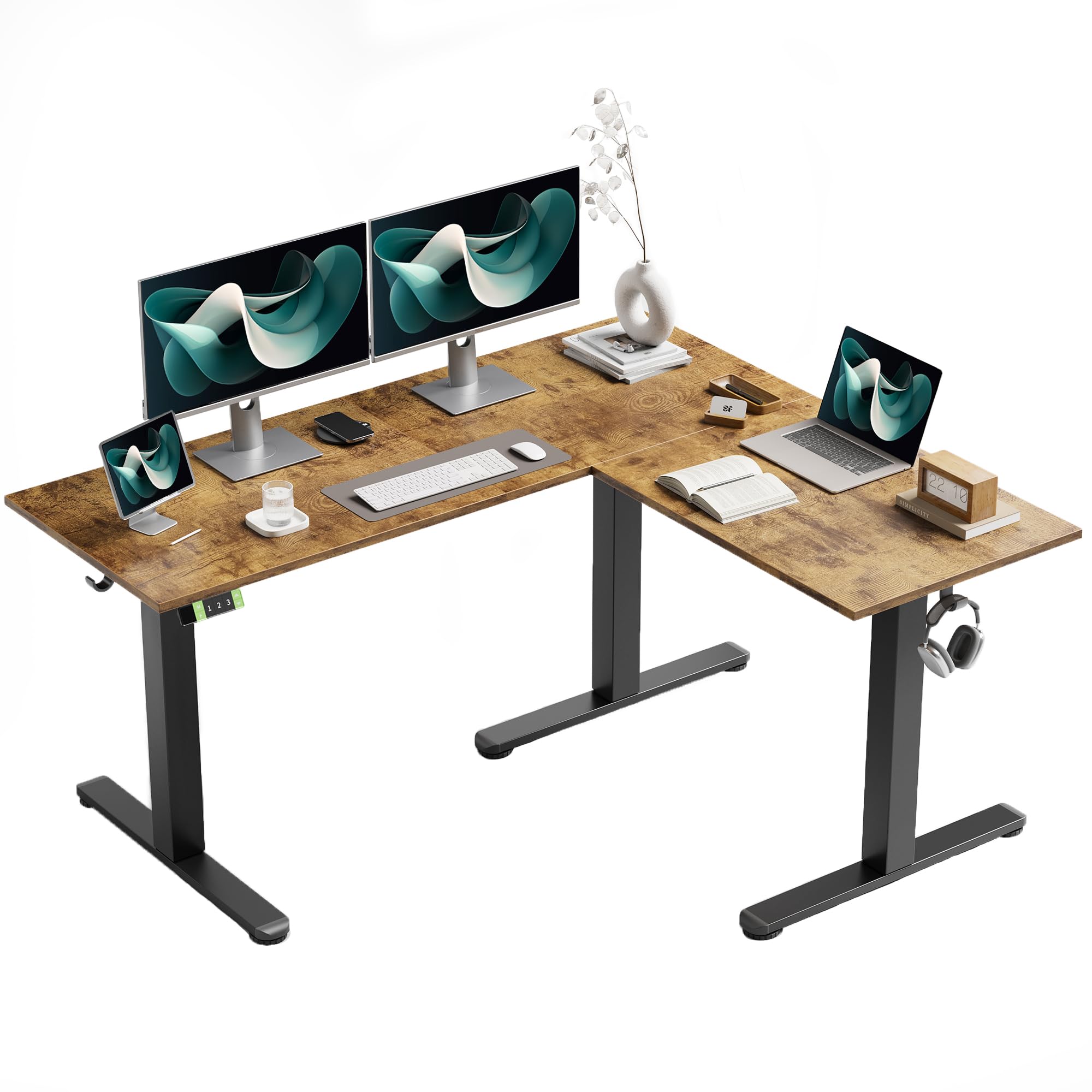 Snapklik.com : Seang L Shaped Standing Desk, Height Adjustable Corner ...