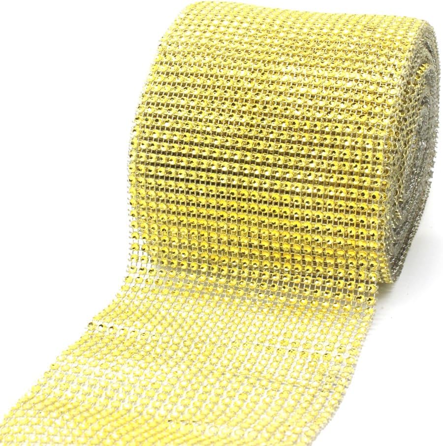 Amazon.com: Gold Rhinestone Ribbon Bling Wrap Bulk DIY Roll for Event ...