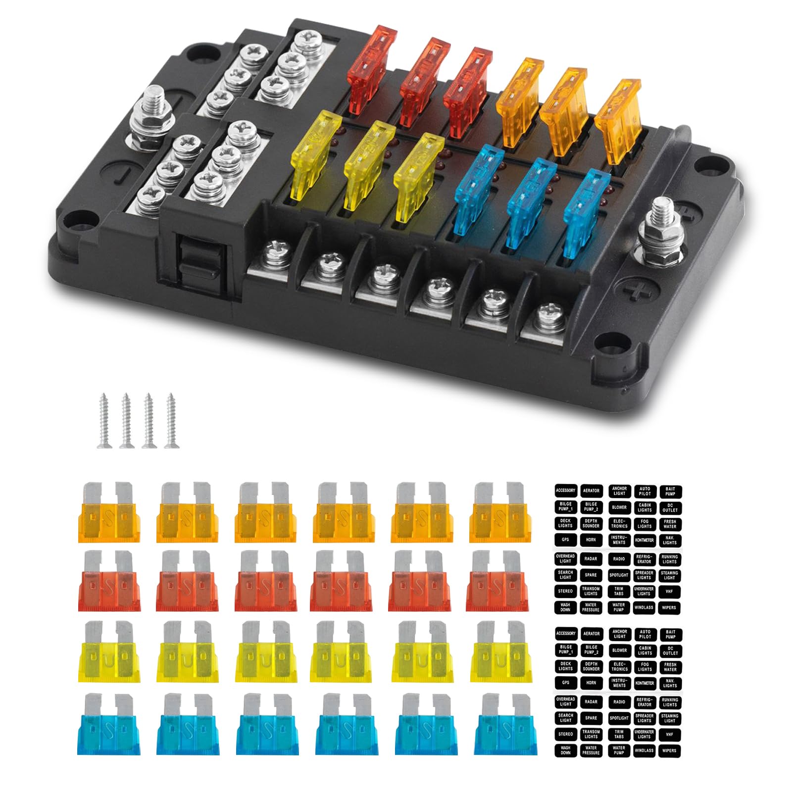 Amazon.com: Ladnum 12 Way Fuse Block, 12V Blade Fuse Block, Waterproof ...