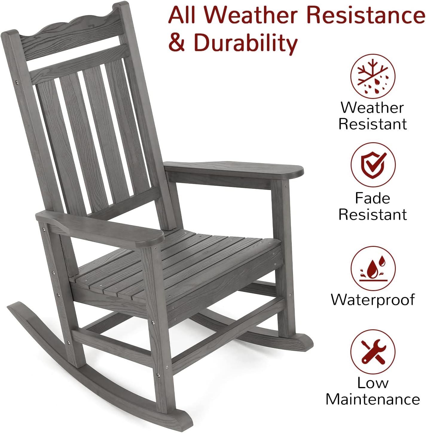 Buy Outdoor & Indoor Rocking Chair, STOOG All-Weather Porch Rocker with ...