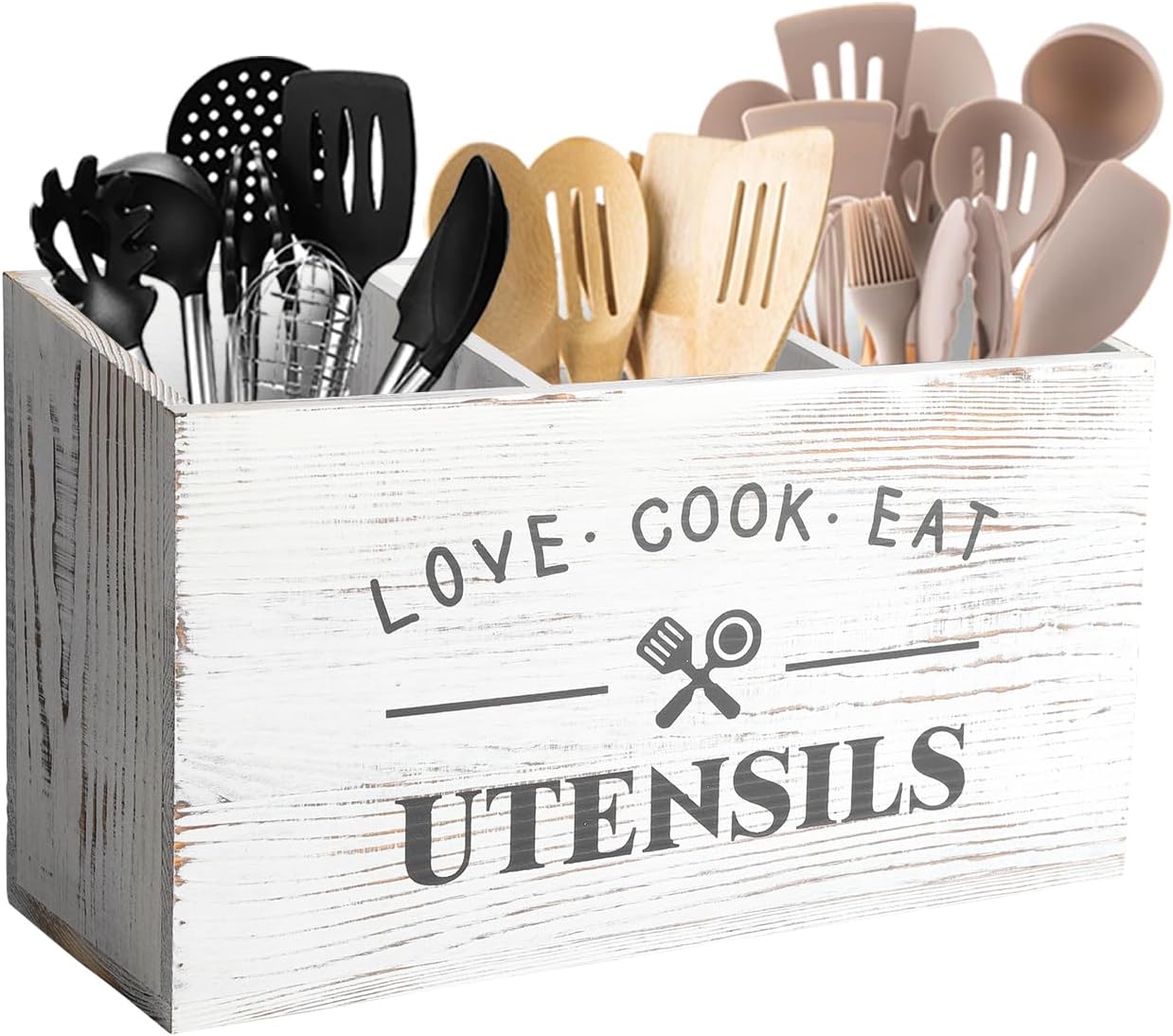 Kitchen Utensils Holder, Kitchen Cooking Utensil Organizer with 4 ...