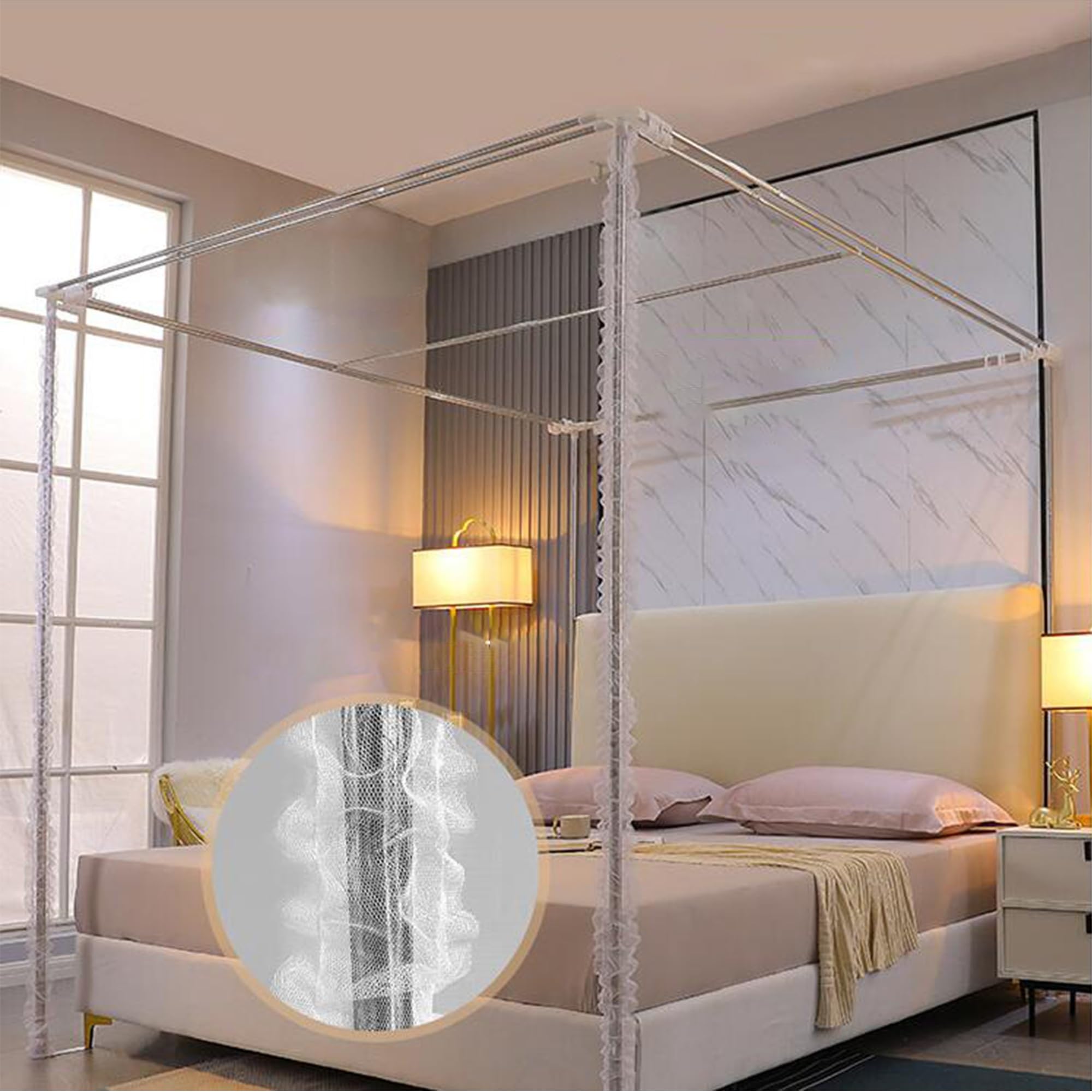 Snapklik.com : KIDDOKIN Canopy Bed Curtains,Bed Canopy, Lace Canopy Bed Curtains Set,Princess ...